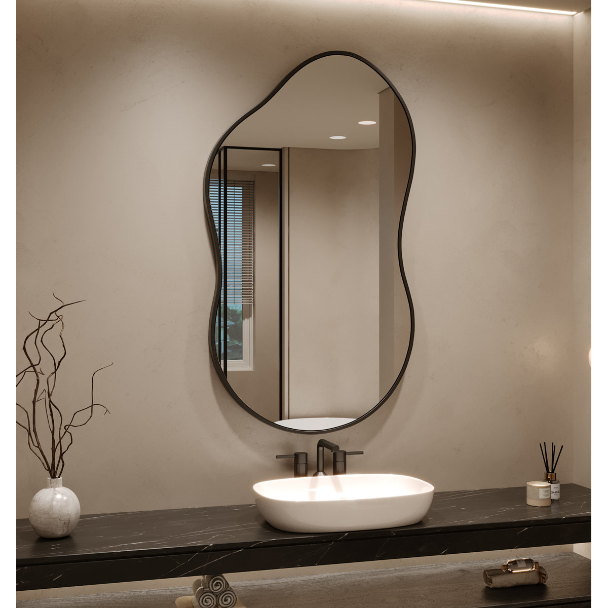 Wrought Studio™ Irregular Unique Shaped Wall Mirror, Asymmetrical ...