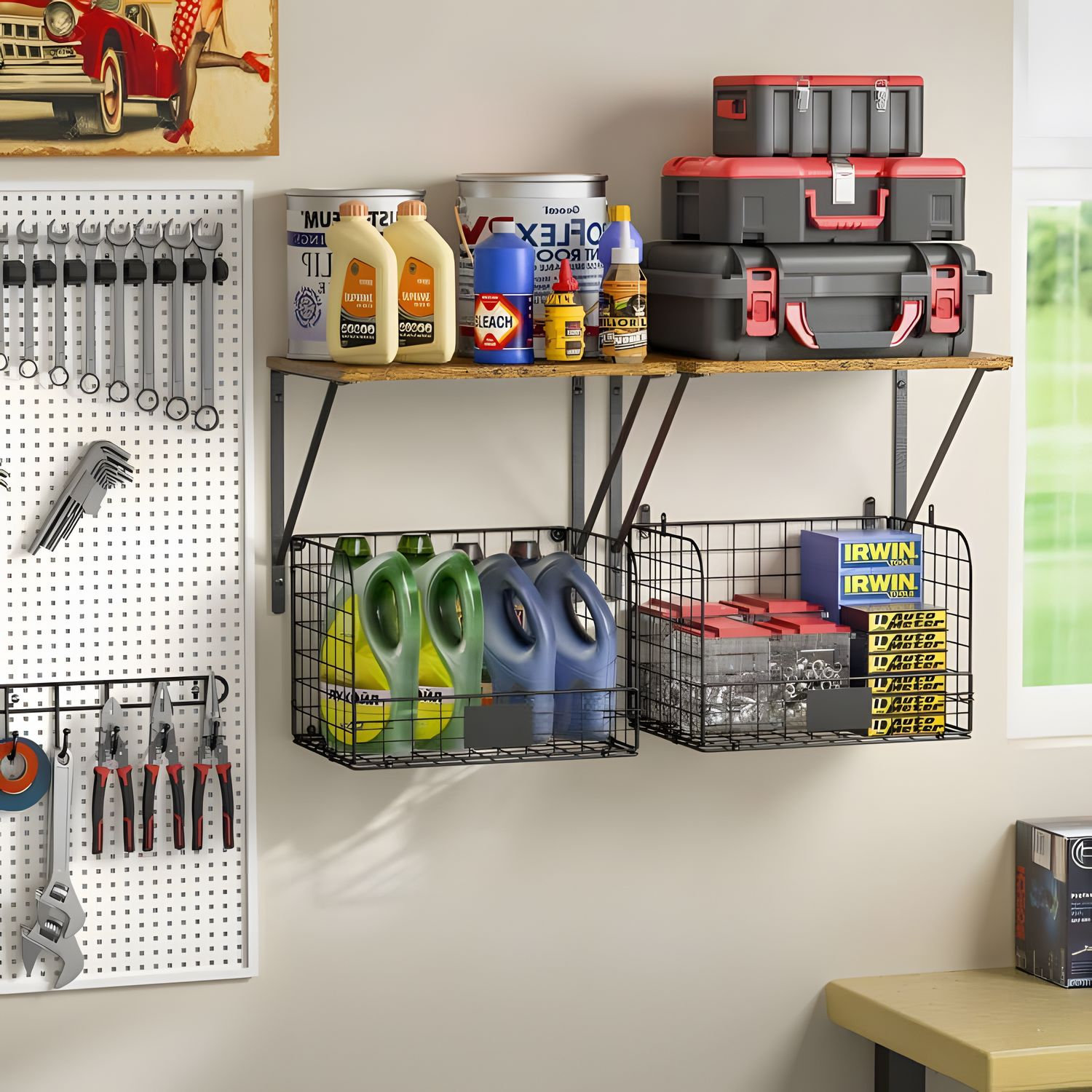 WFX Utility™ Heavy Duty Floating Garage Wall Shelves, Large Storage ...