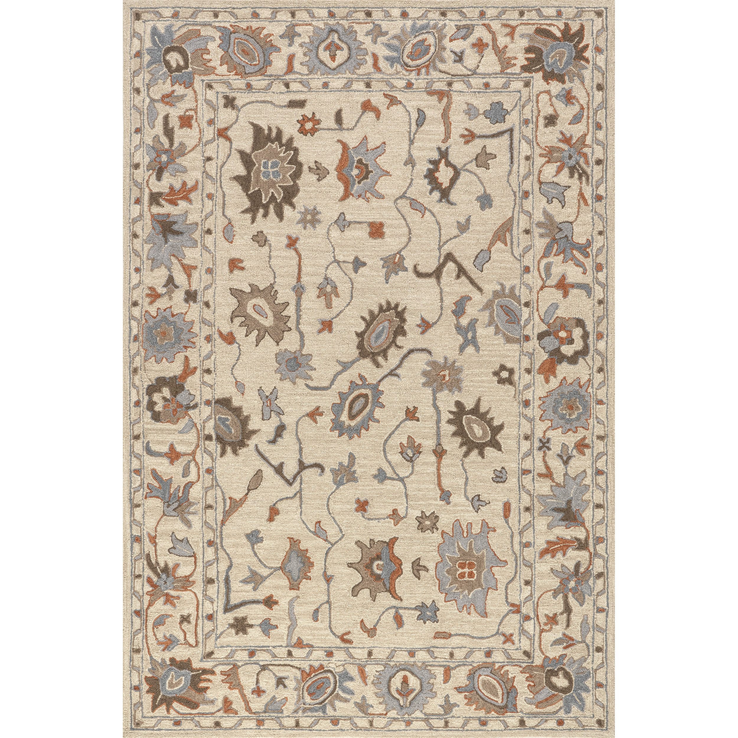 Charlton Home® Woodland Bordered Wool Area Rug | Wayfair