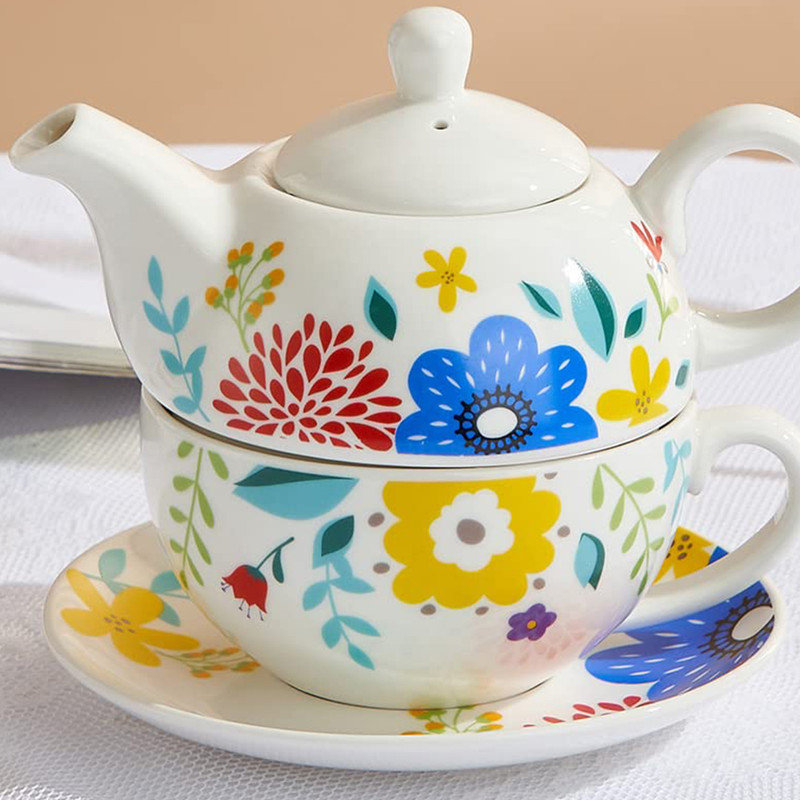 Lark Manor™ Tea for One Porcelain Teapot and Cup Set,Floral Teapot,Tea ...
