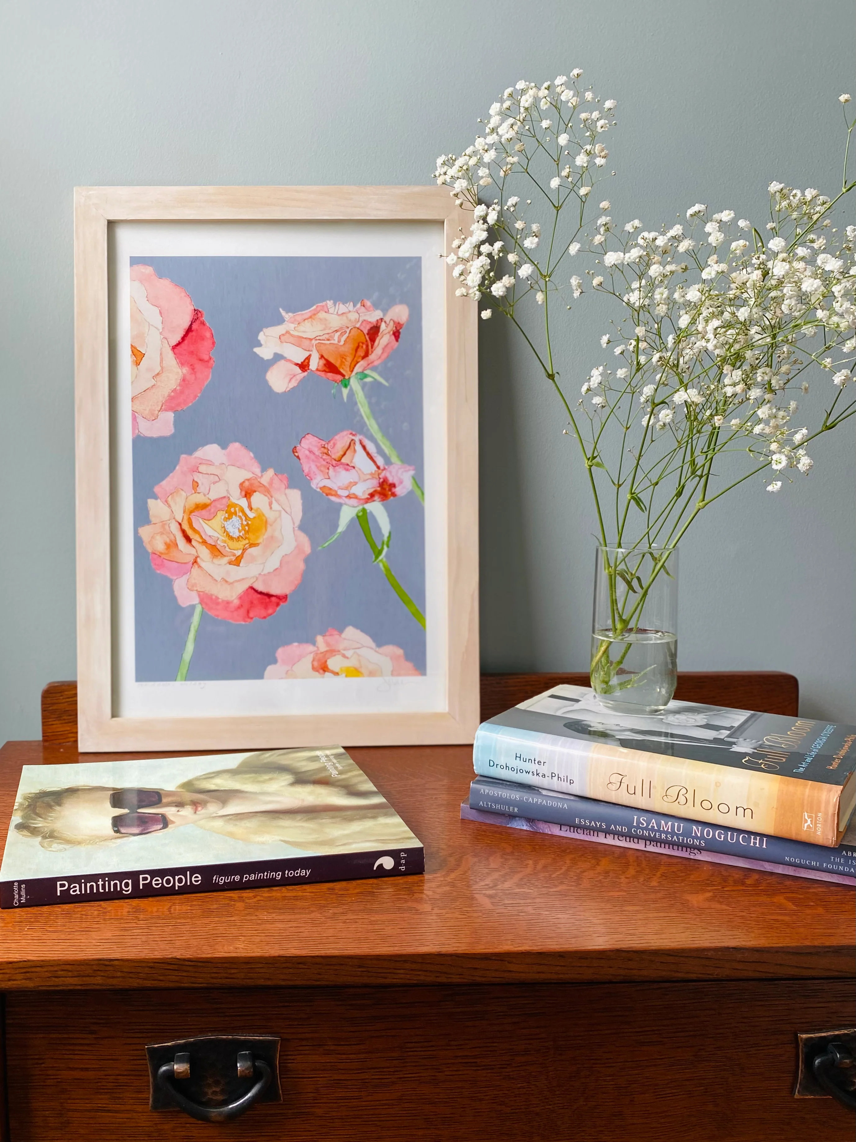 India & Purry Art Print: Peach Roses on Grey | Wayfair