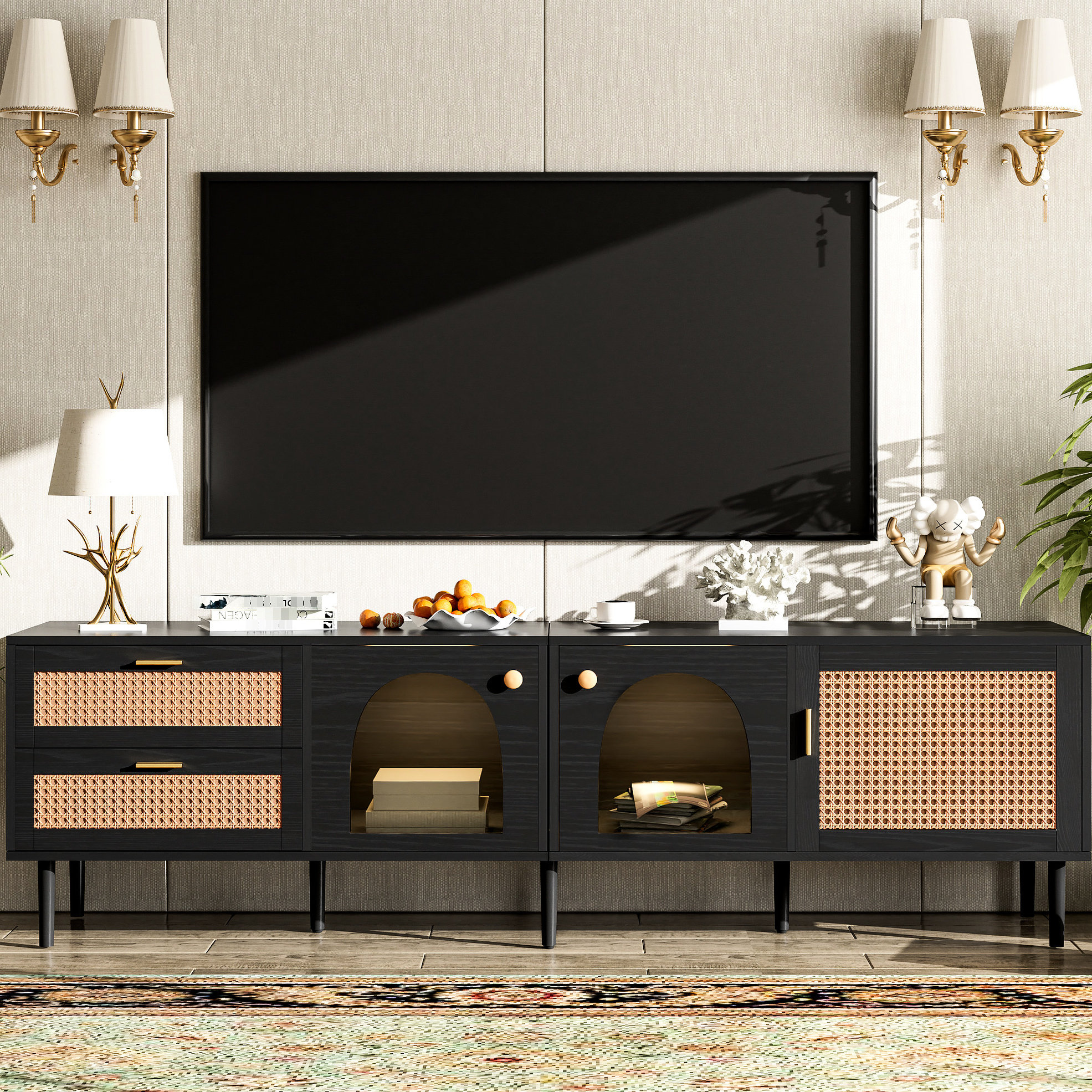 JUSTONEEYE Modern Tv Stand For 80'' - Ample Space Media Essentials ...
