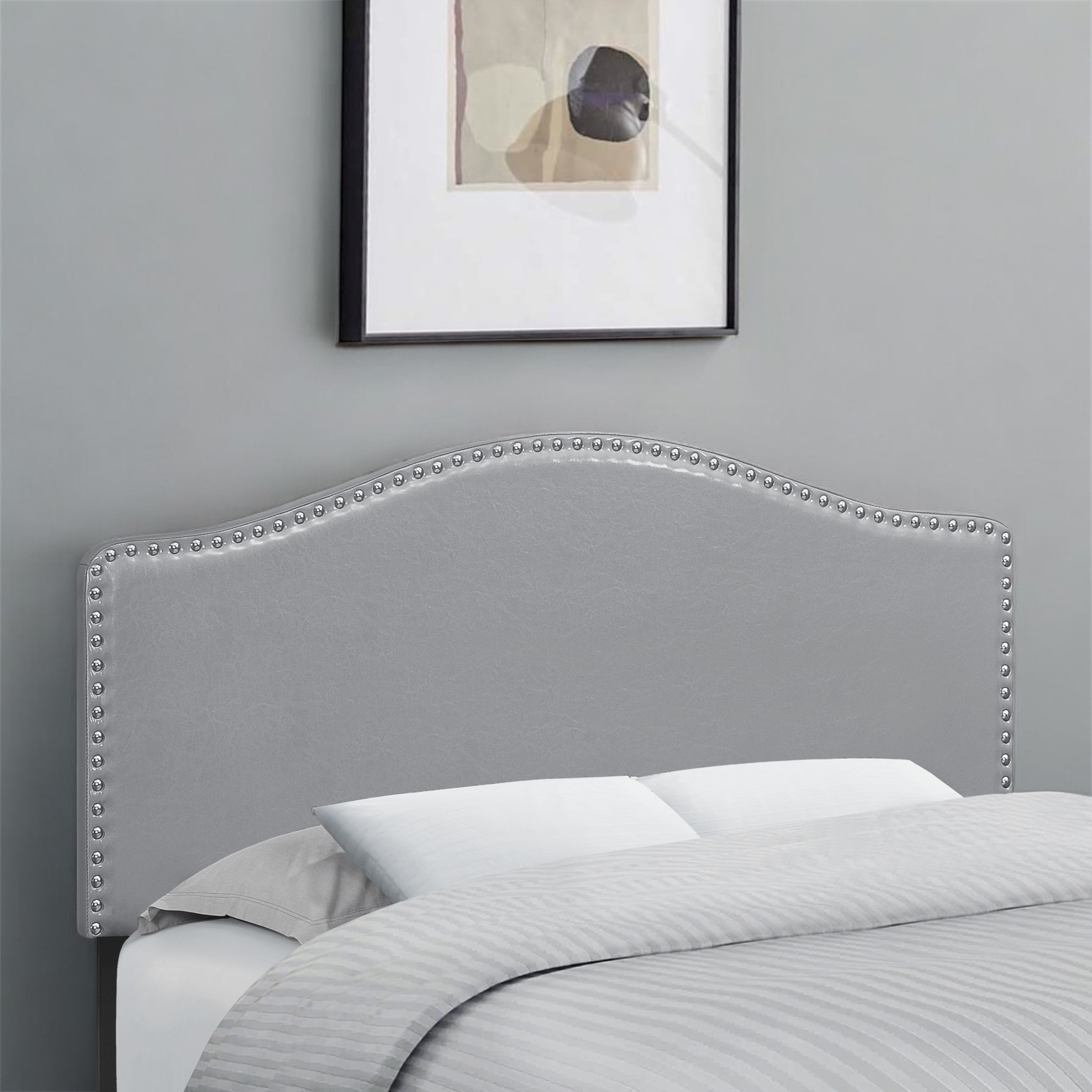Lark Manor™ Houston Full Upholstered Bed, Headboard Only, Grey Leather ...