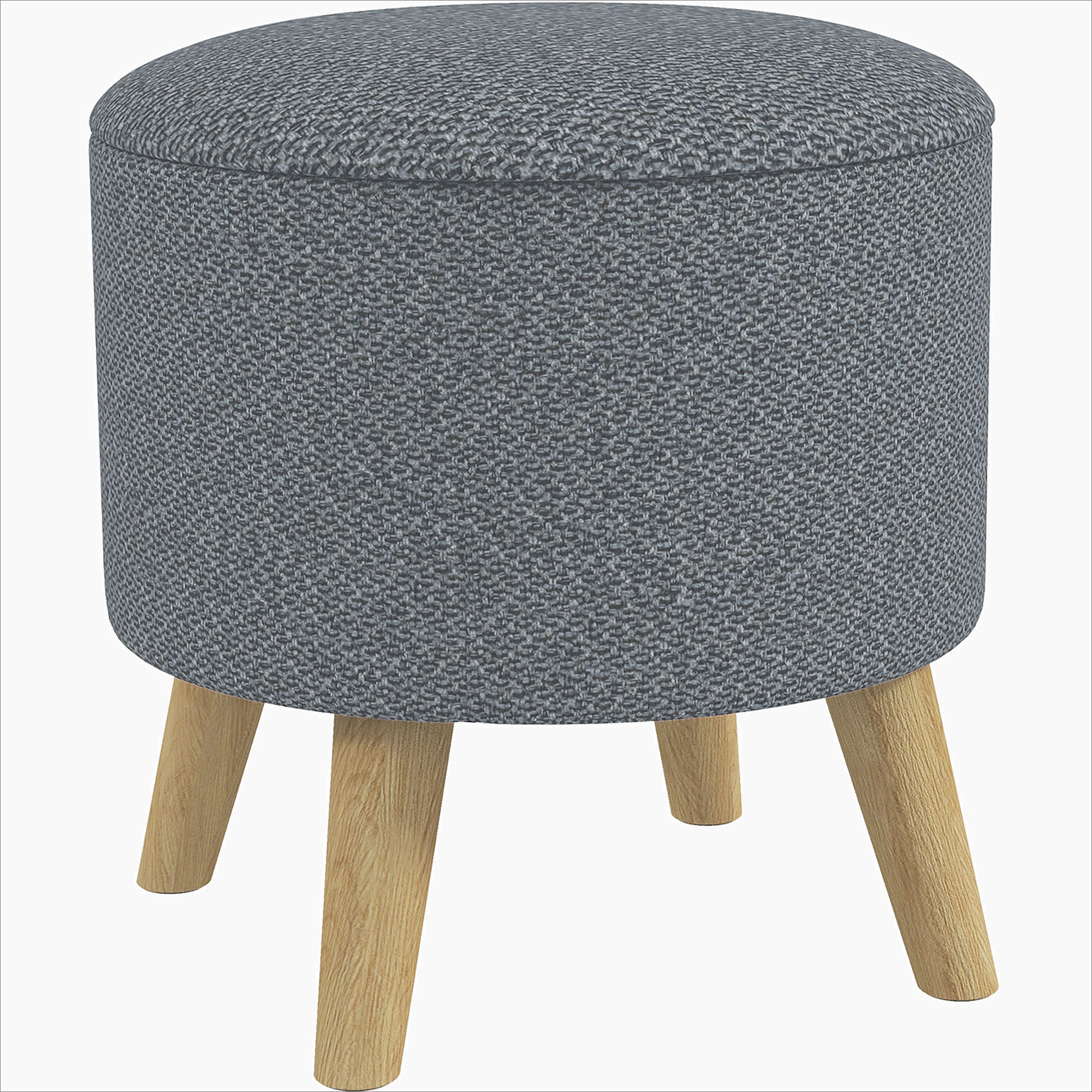 East Urban Home Storage Ottoman, Round Stool Chair With Cushioned Top ...