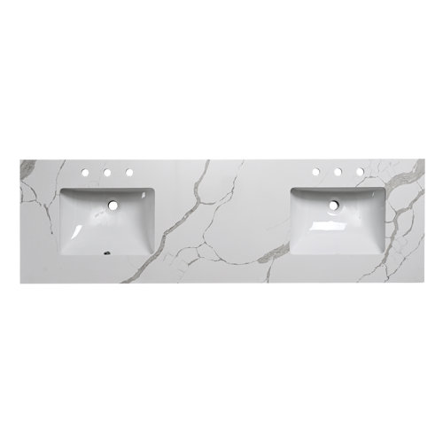 VANITYFAIR 72'' Quartz Vanity Top with Sink and 3 Faucet Holes | Wayfair