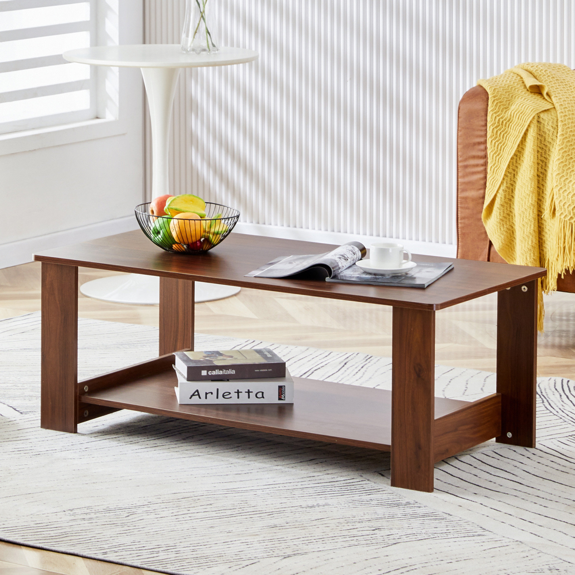 Stylish Modern And Practical Walnut Textured Coffee Tables , Tea Tables ...