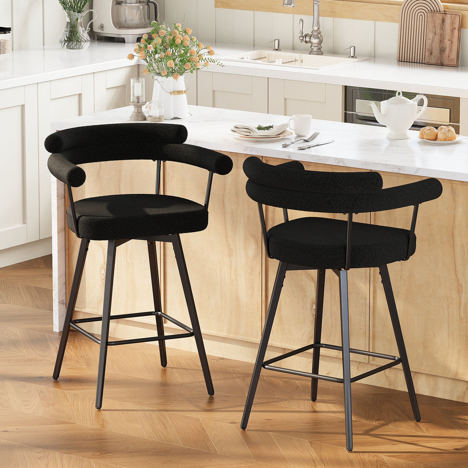 Latitude Run® Teddy Swivel Bar Stools Set Of 2 | Wayfair