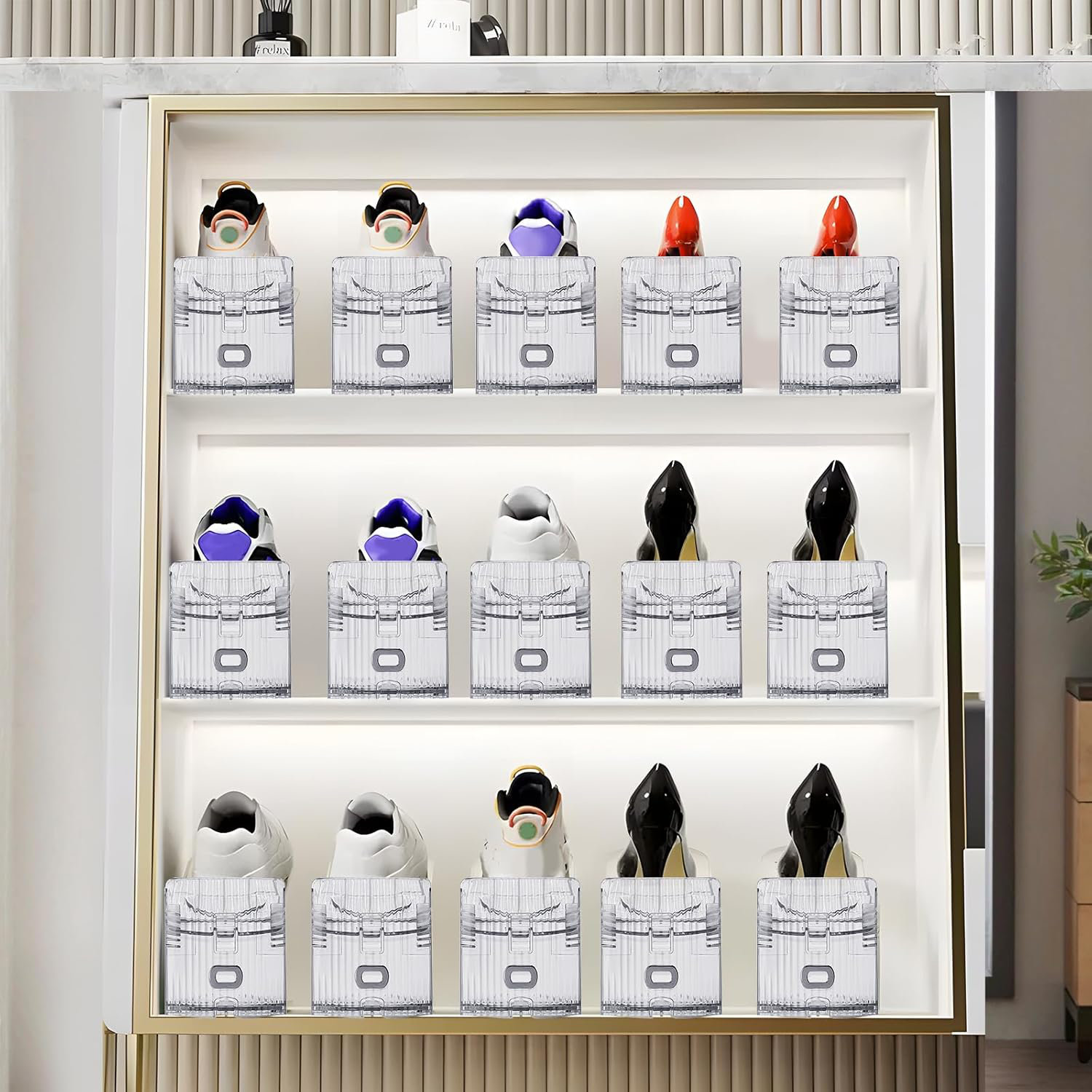 Rebrilliant Adjustable Shoe Slots Organizer,12PACK Transparent Shoe ...