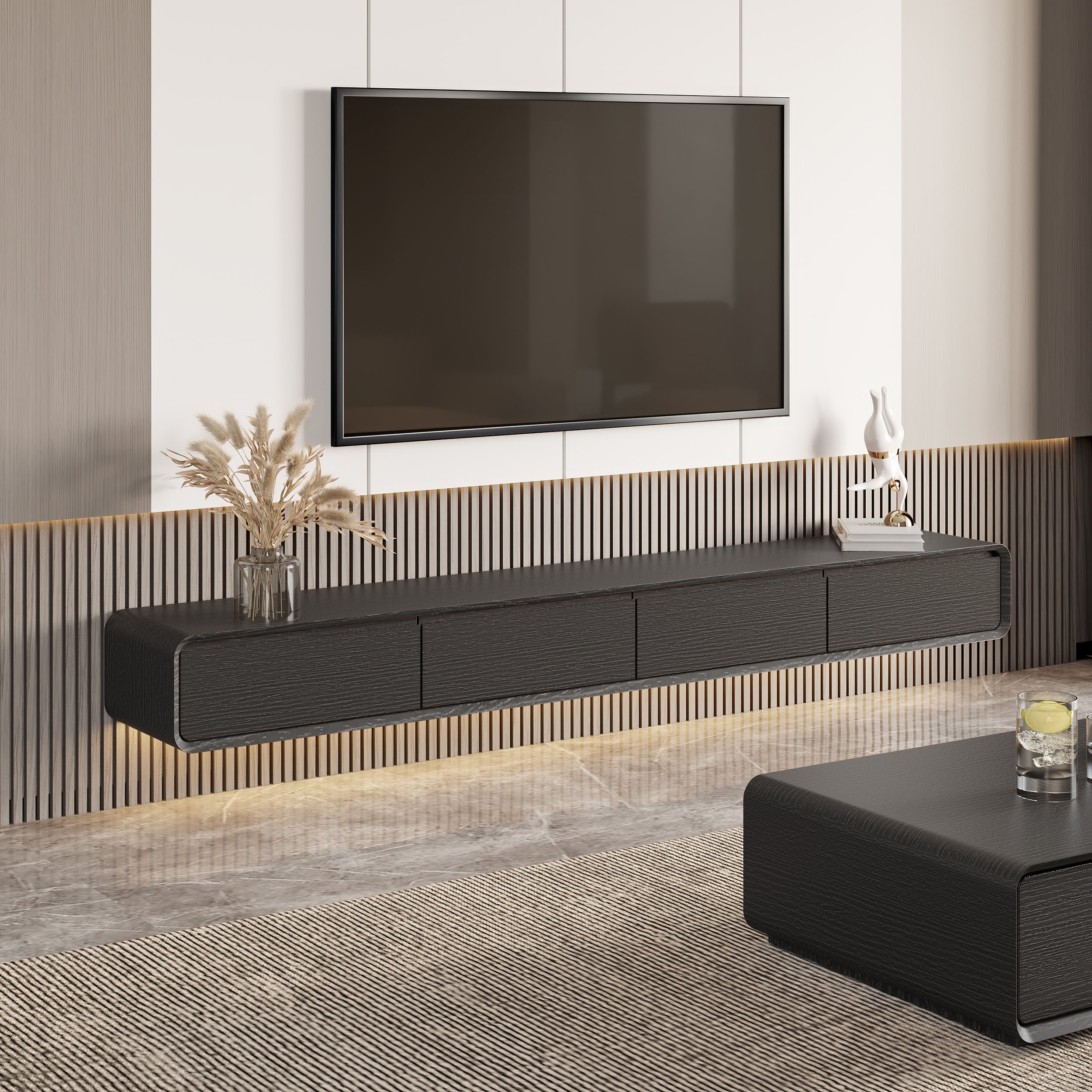 Hokku Designs Randalstown Floating TV Stand, Entertainment Center with ...