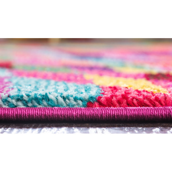 Wrought Studio™ Auyeung Geometric Red/Green/Purple Area Rug & Reviews ...