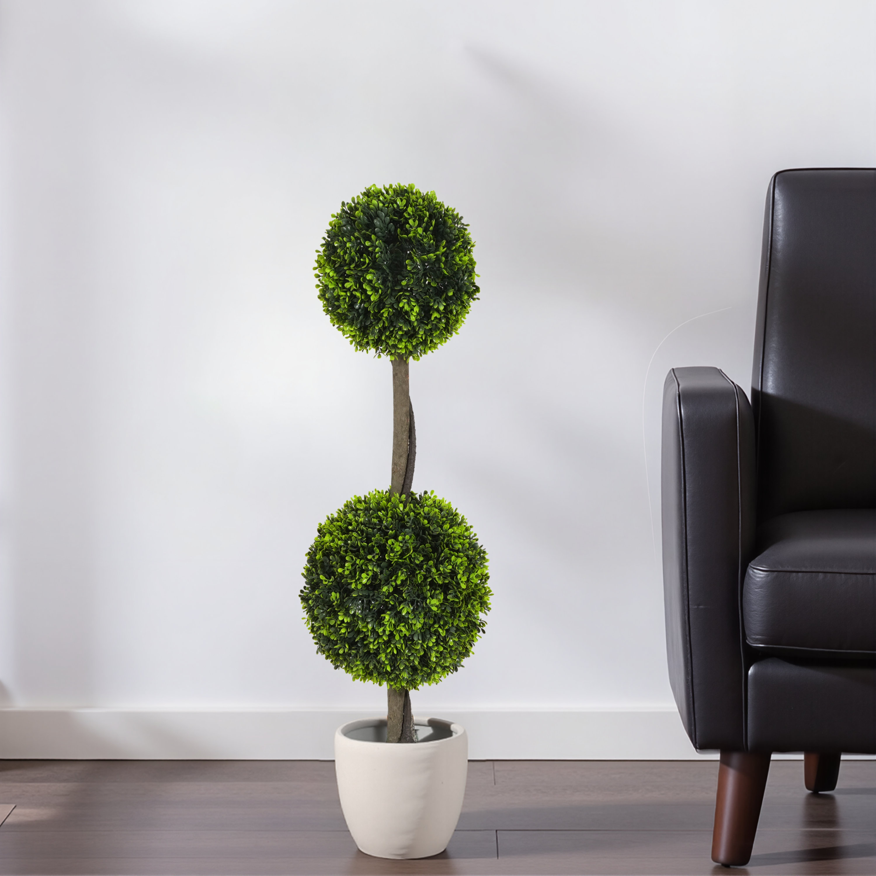 Primrue 2.8FT Faux Topiary Boxwood Tree Double Ball (2pcs/set) | Wayfair