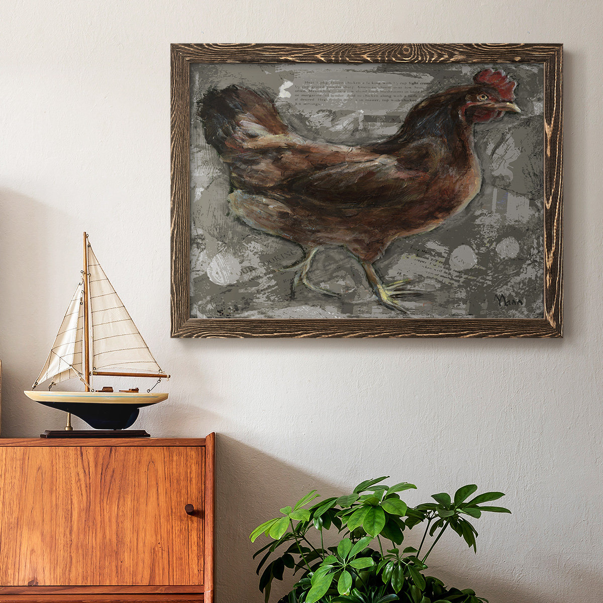 Wexford Home Red Hen Framed On Canvas Print | Wayfair