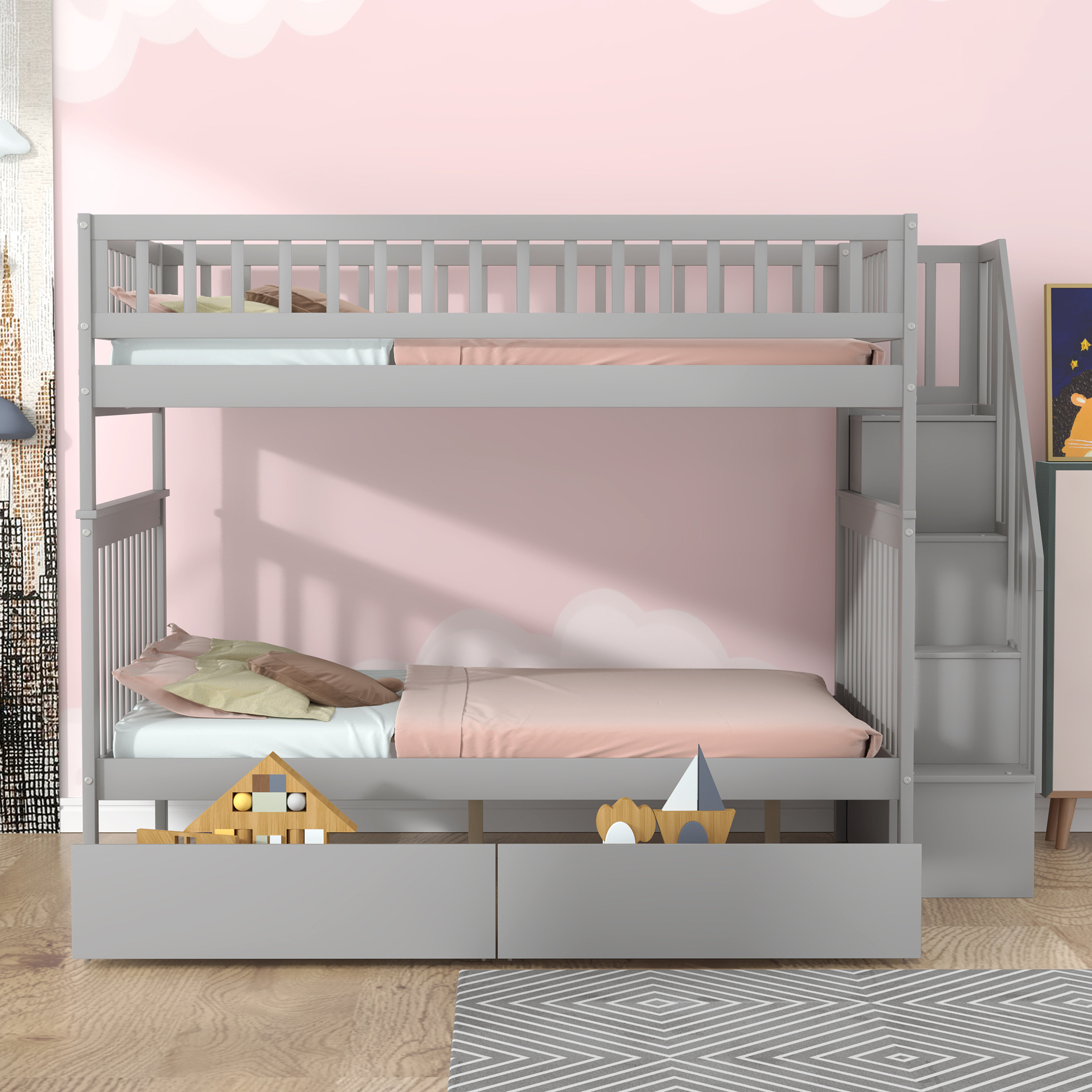 Harriet Bee Gethyn Full over Full Standard Bunk Bed with Shelves by ...