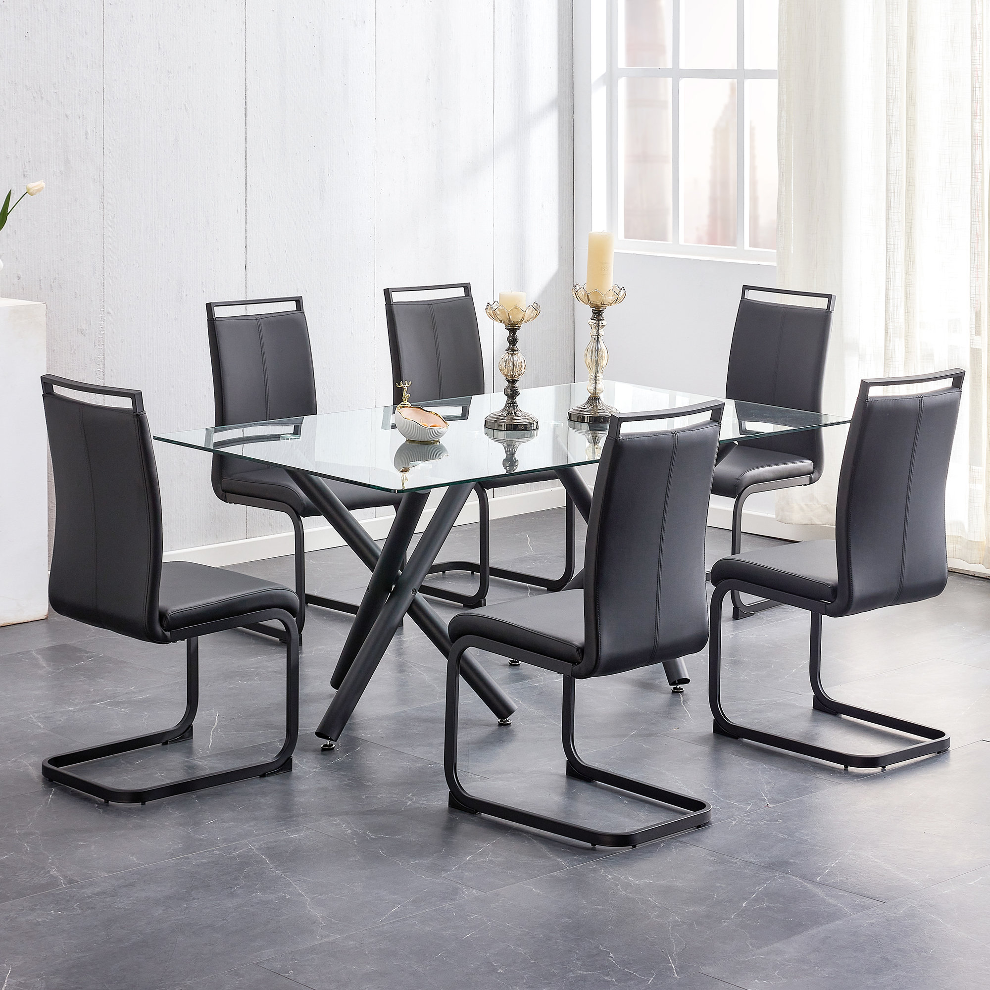 Orren Ellis 7 - Piece Marble Dining Table set & Reviews | Wayfair