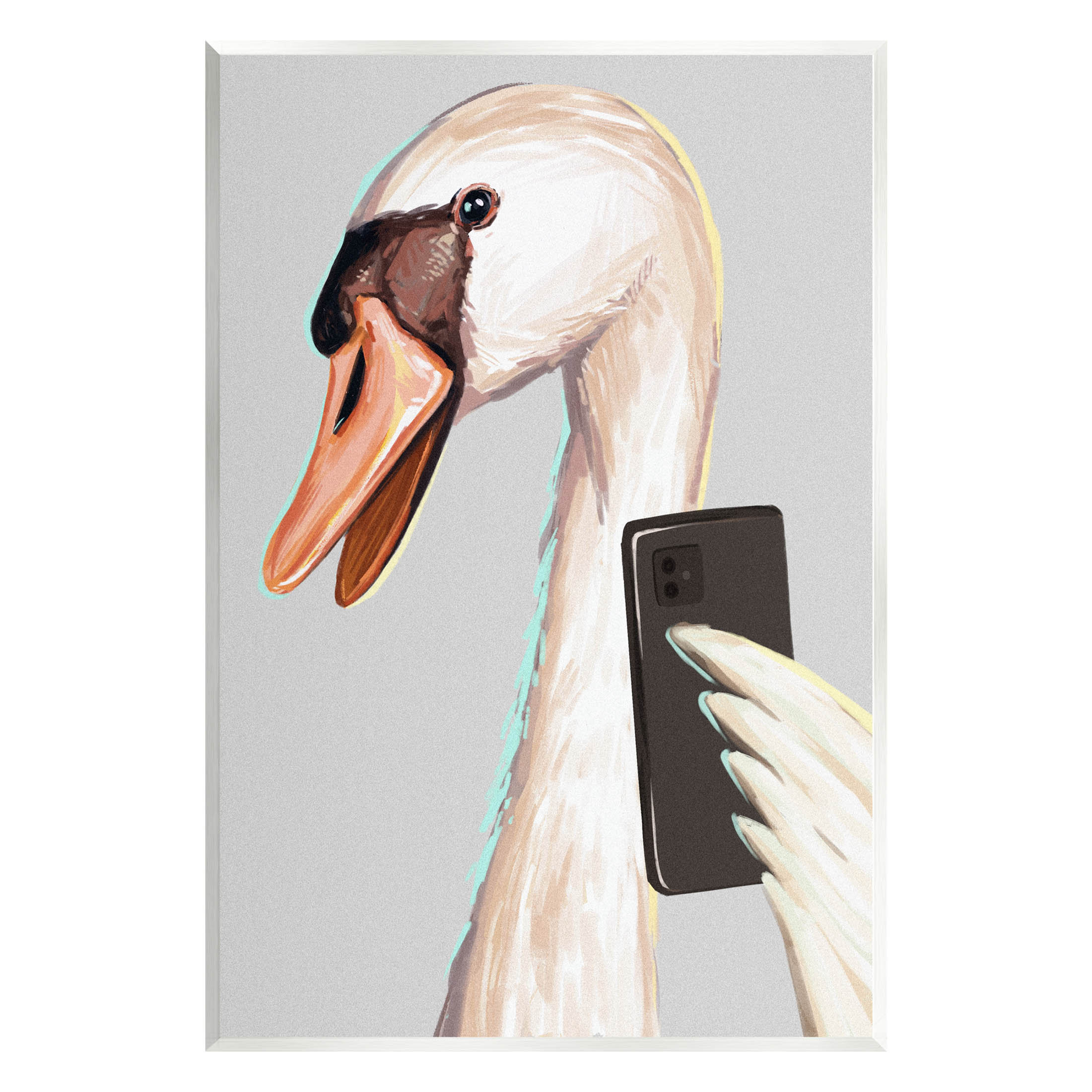 Stupell Industries Funny Swan Bird Smiling Selfie Giclee Art By Ziwei ...