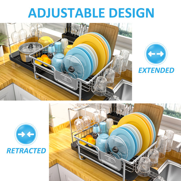 KINGRACK Stainless Steel Kitchen Dish Rack, Adjustable Dish Drying Rack ...