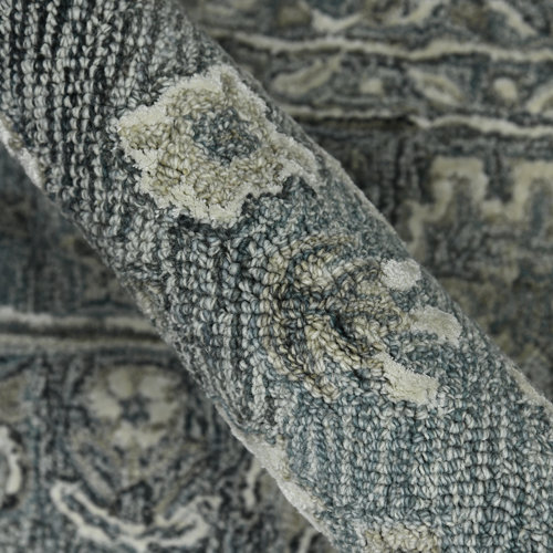 Bungalow Rose Shawsheen Handmade Hand Tufted Gray/Blue Rug | Wayfair