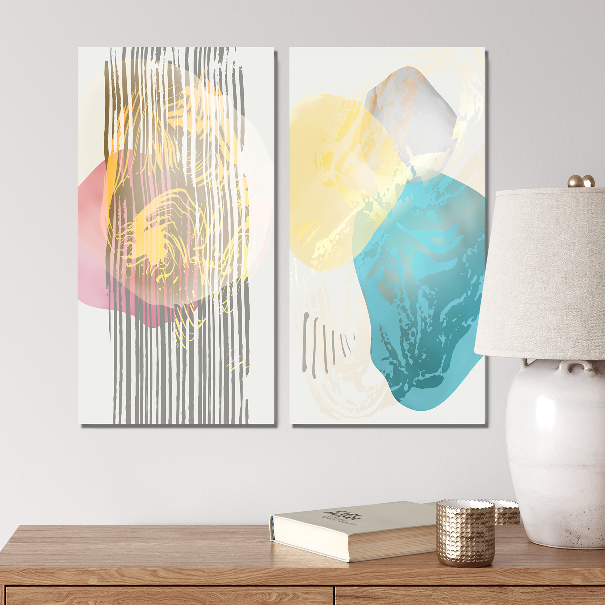 Wrought Studio™ Trendy Abstracts with Vibrant Shapes II - 2 Piece ...