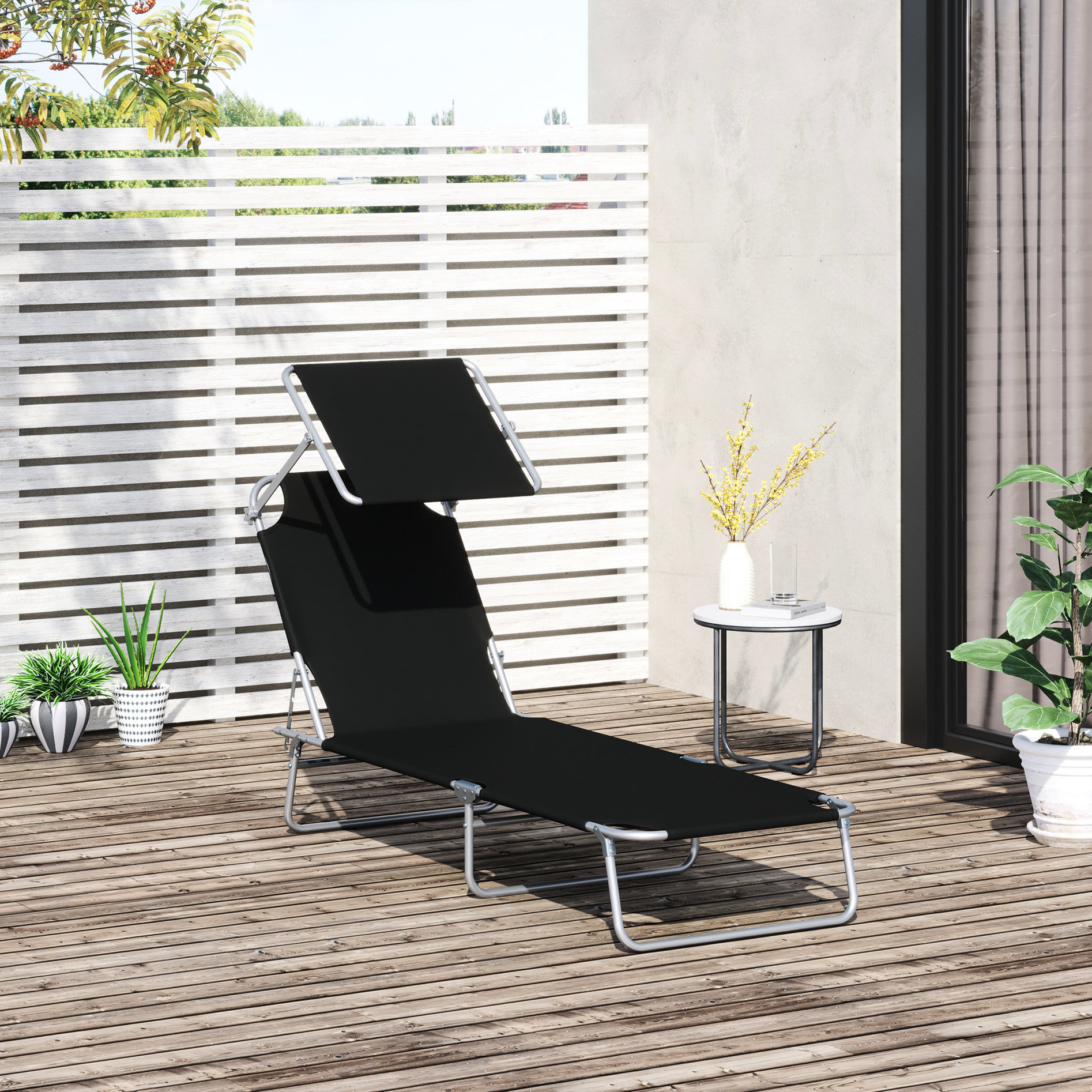 Arlmont & Co. Patio Sunbathing Chair - 4-level Adjustable, Space Black ...