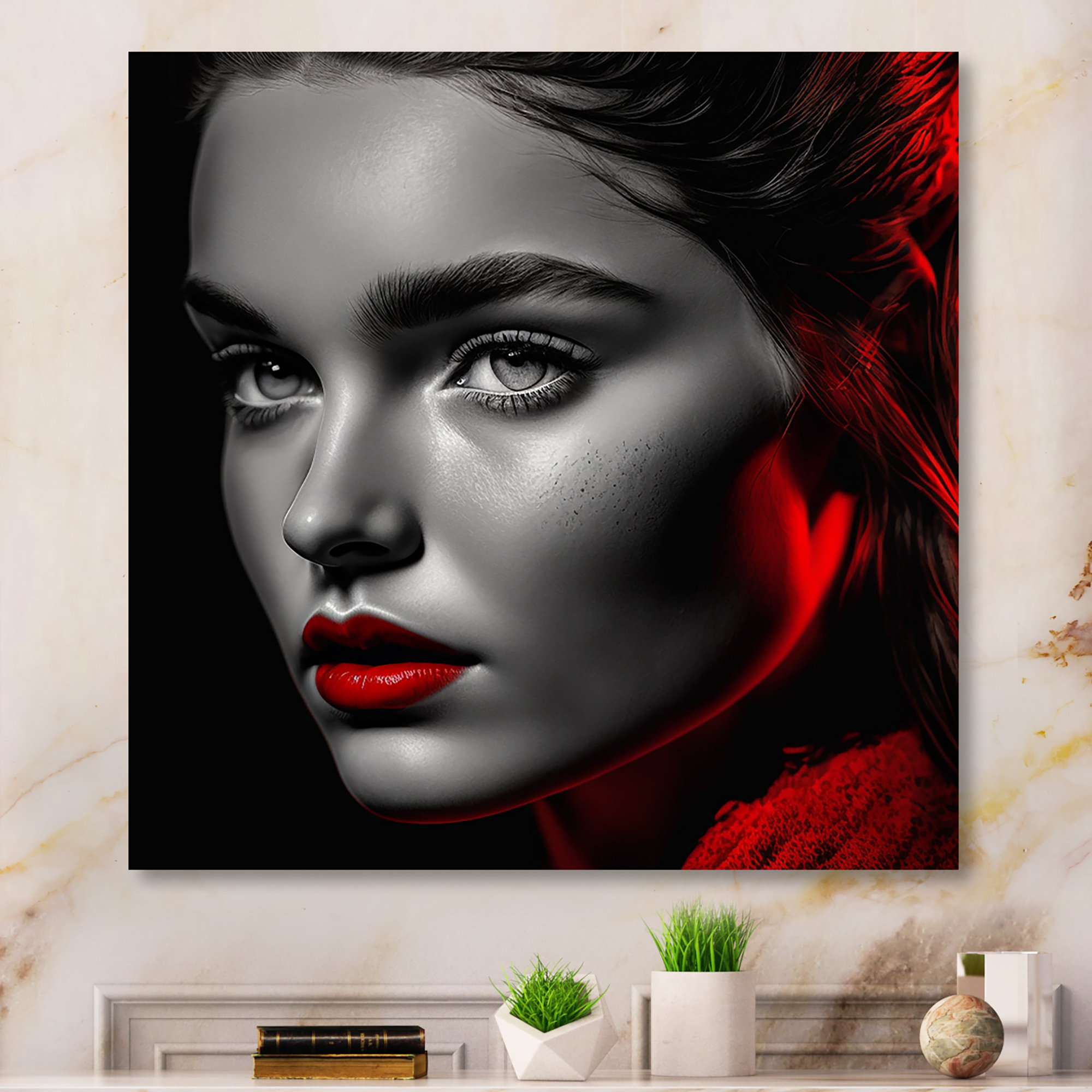 Mercer41 Mickle Vintage Elegance in Black and Red III - Print on Canvas ...