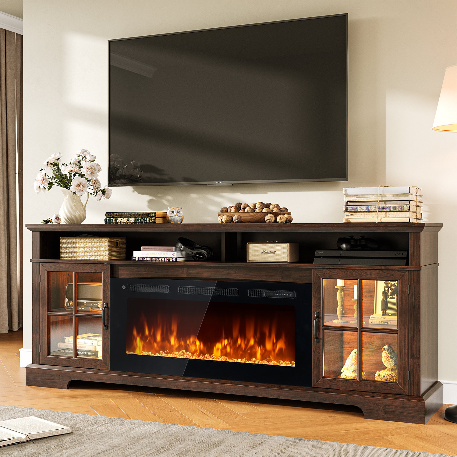 Lark Manor Fireplace Tv Stand For Tv Mid Century Modern Entertainment ...