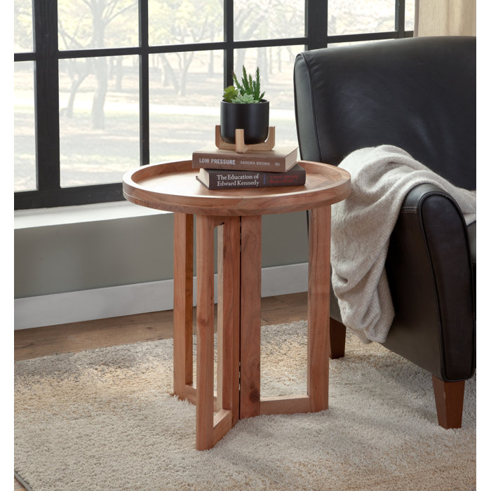 The Twillery Co.® Leesburg Solid Wood Round Tray Top End Table ...