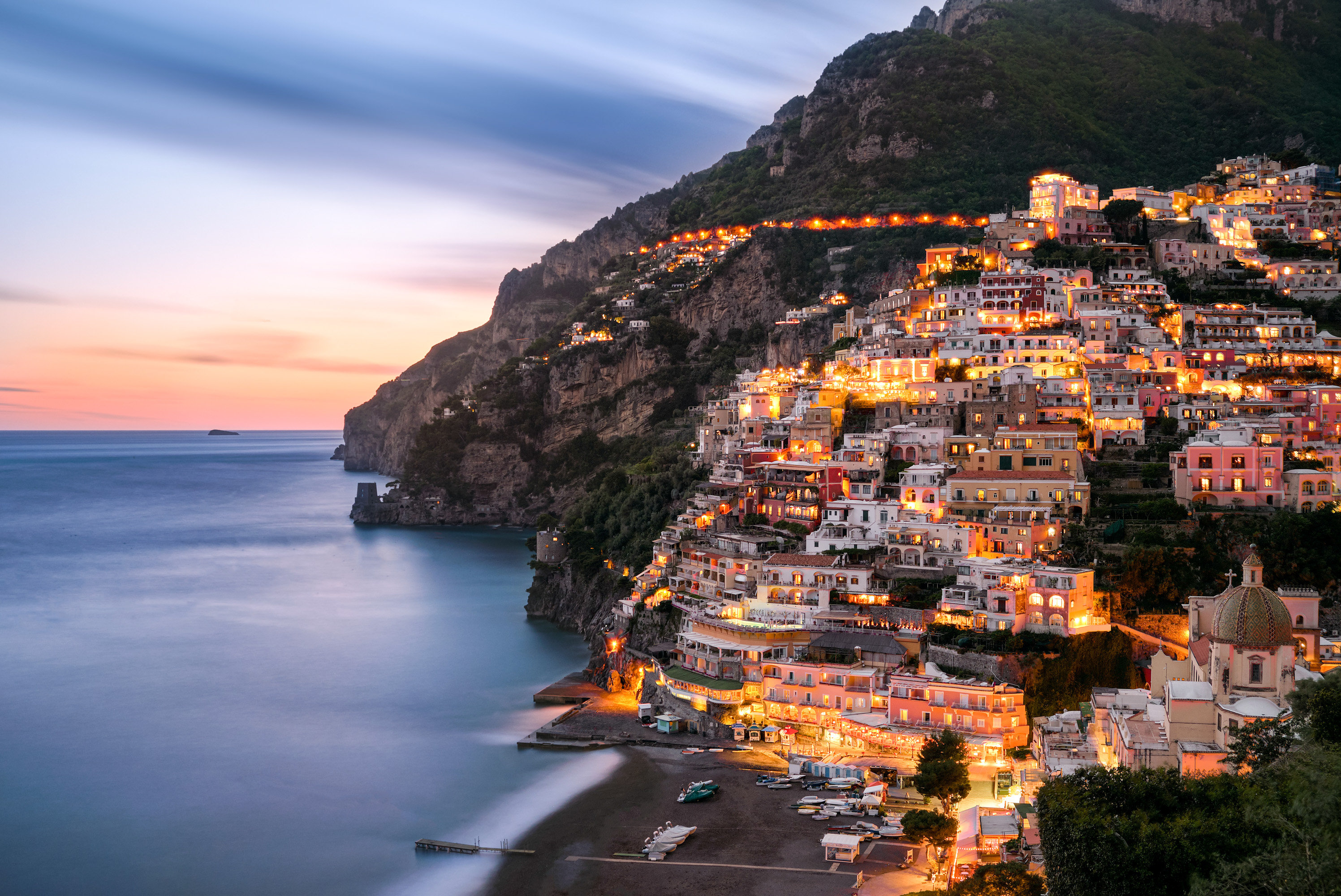 Latitude Run® Coastal Town, Mediterranean Coast, Evening, Solerno Italy ...