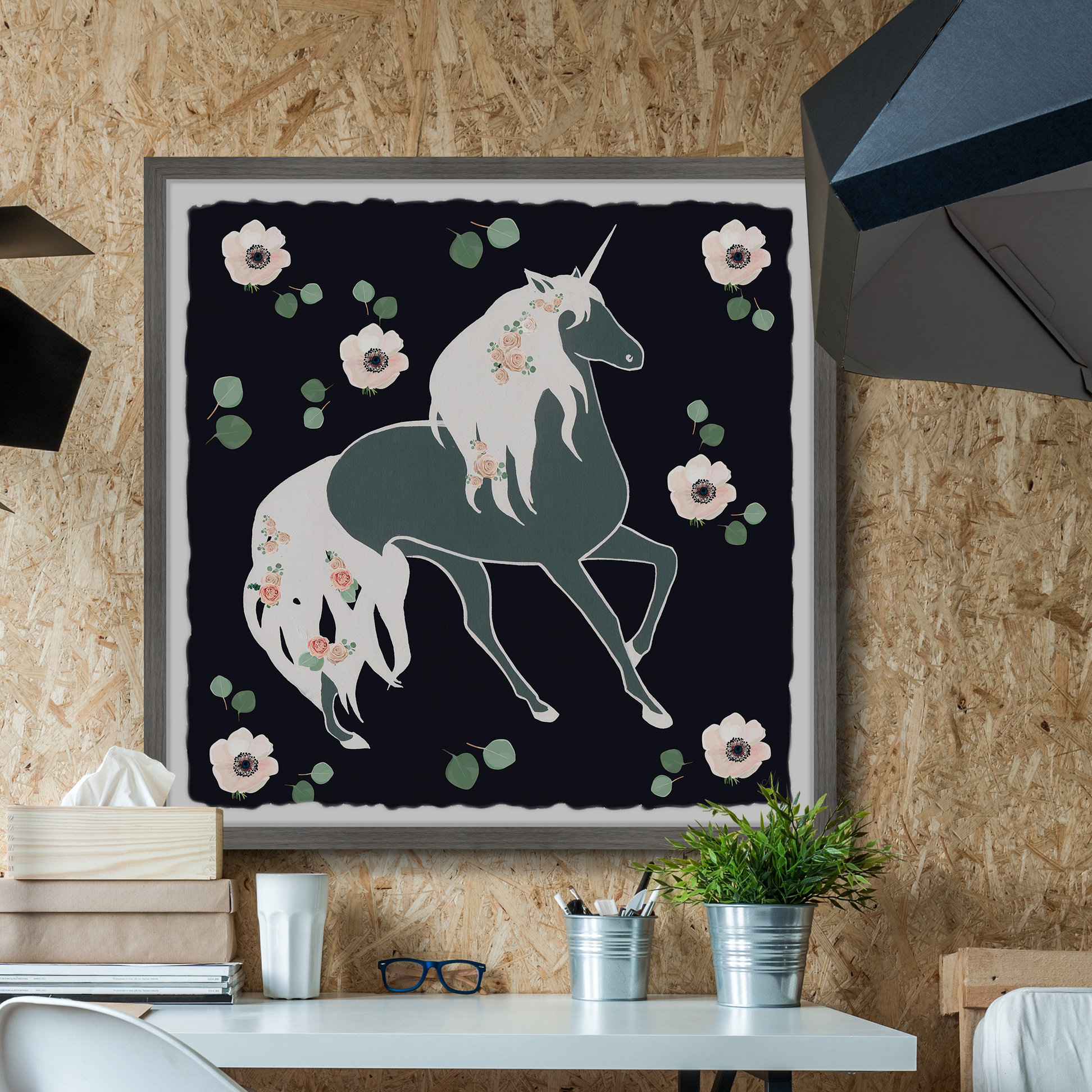 Isabelle & Max™ Achille 'Blooming Unicorn' Framed Print | Wayfair