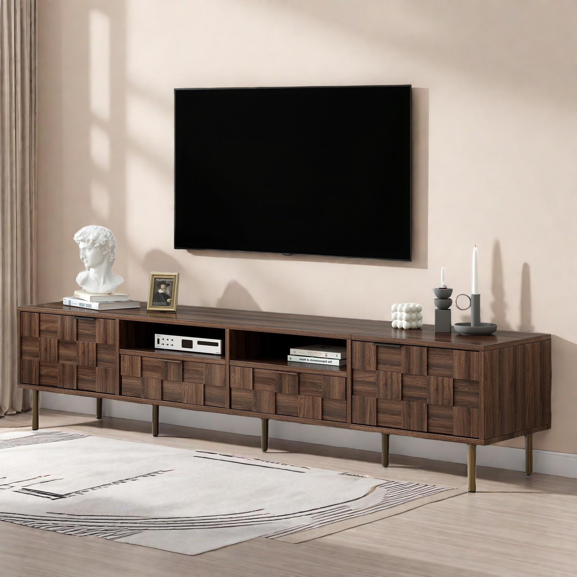 Latitude Run® Chamiya Mid Century Chamiya With 2 Drawers, 2 Cabinets ...