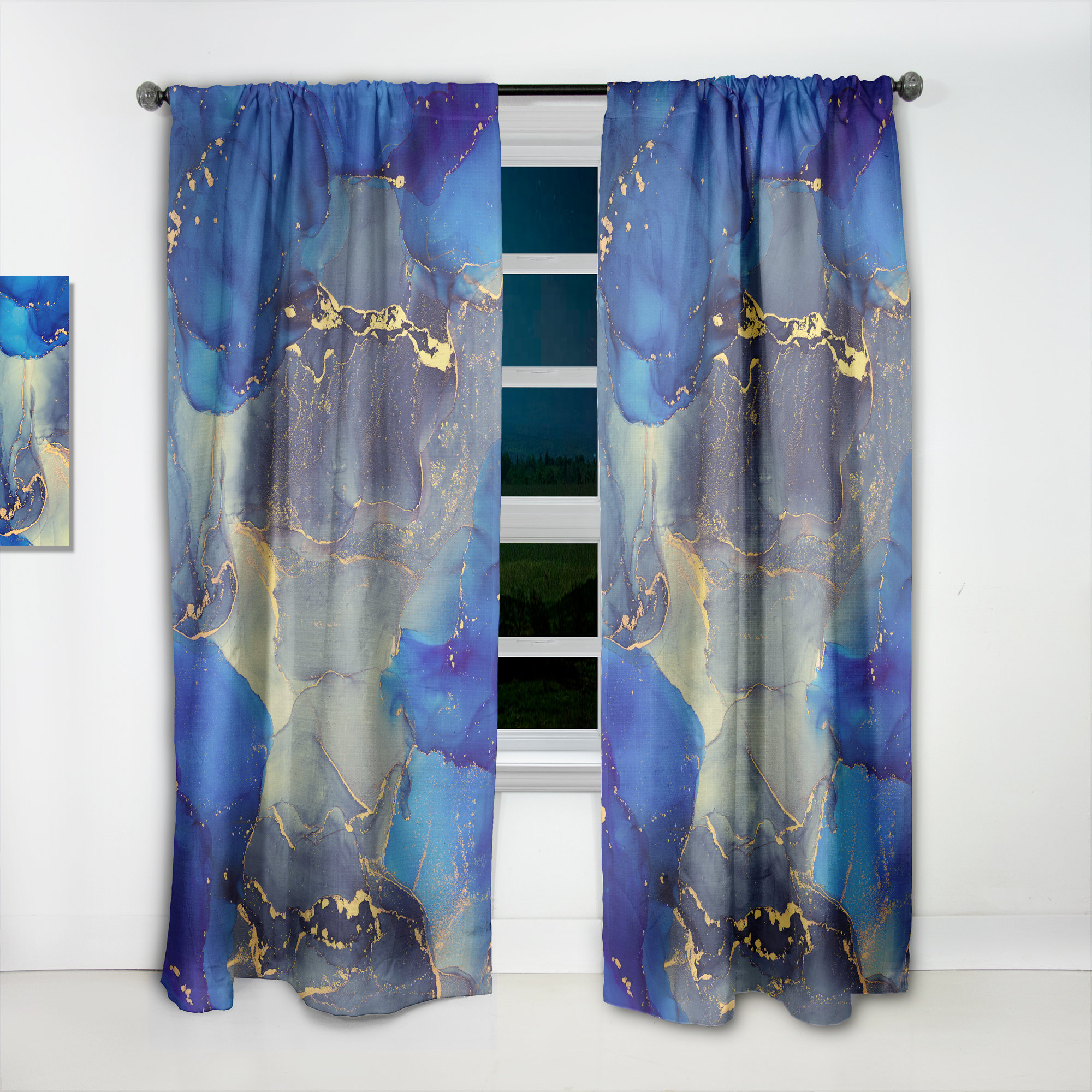 Design Art Blue Luxury Abstract Fluid Art XI - Abstract Curtain ...