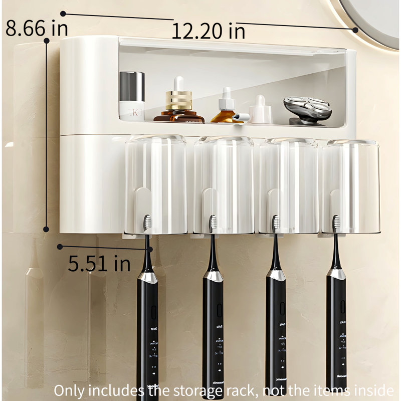 Rebrilliant Non Perforated Wall Mounted Toothbrush Cup Toothpaste ...