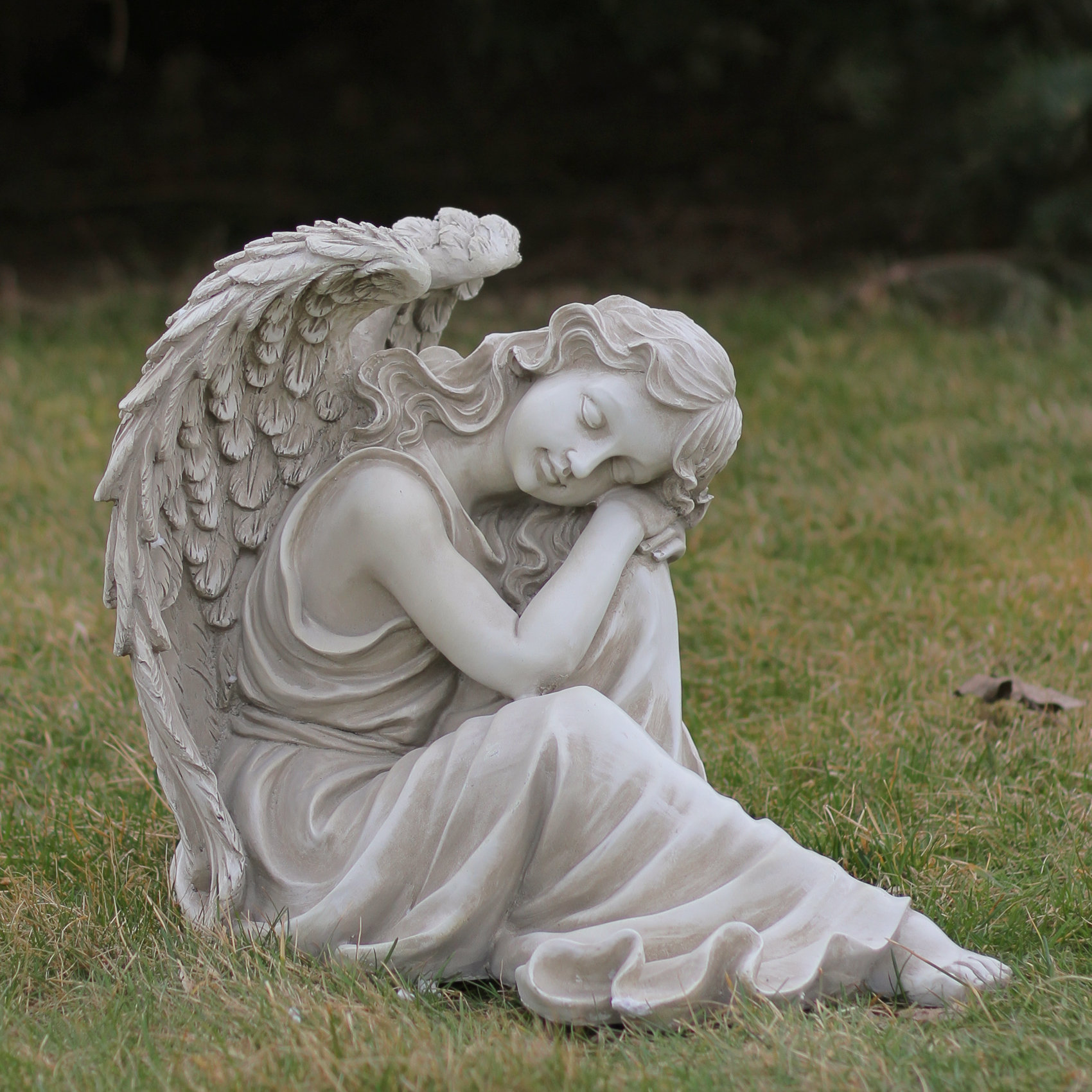 Northlight Seasonal 17" Gray Resting Angel Outdoor Garden Statue ...