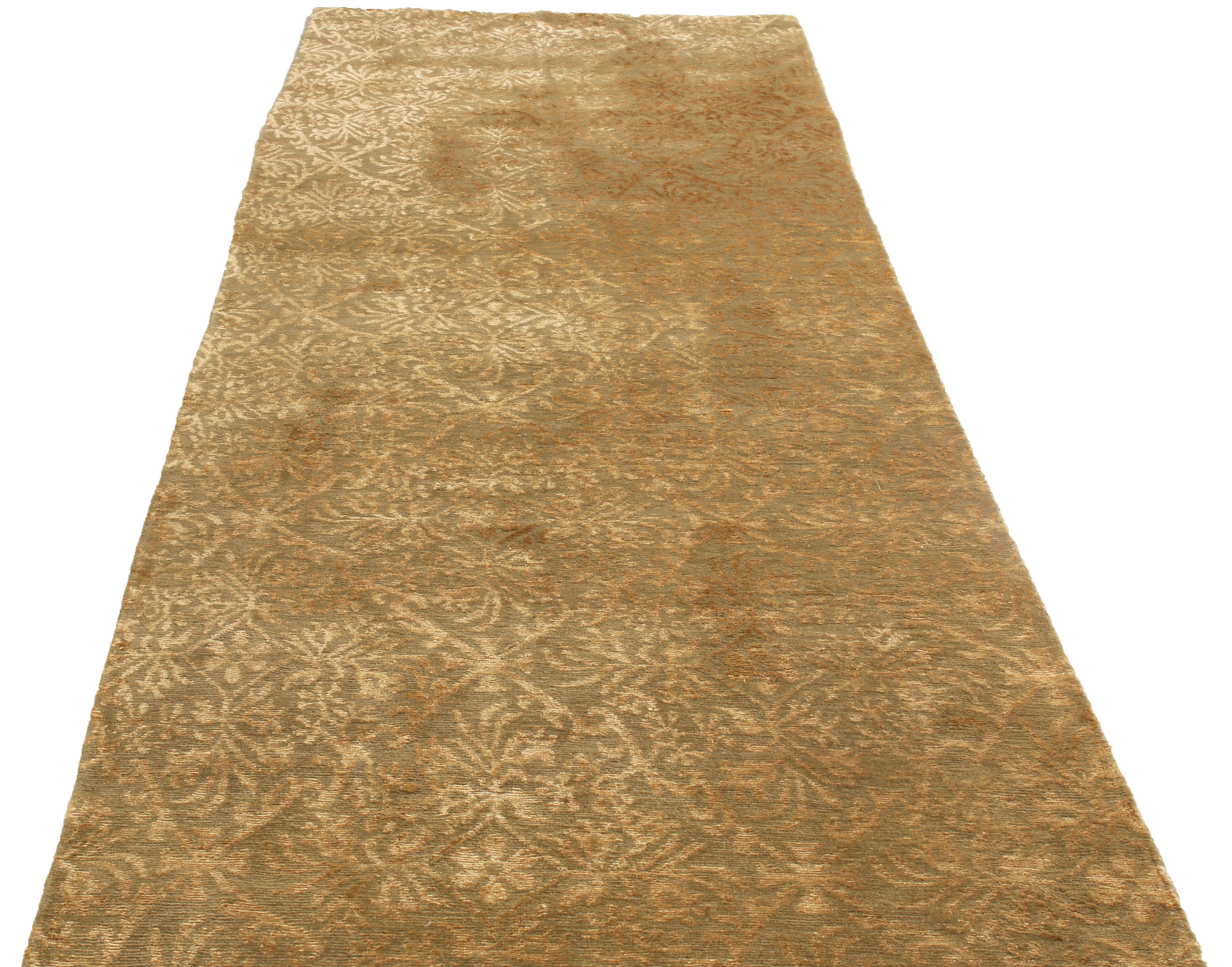 Rug & Kilim Runner Barley Floral Hand-Knotted Wool Brown/Beige Area Rug ...