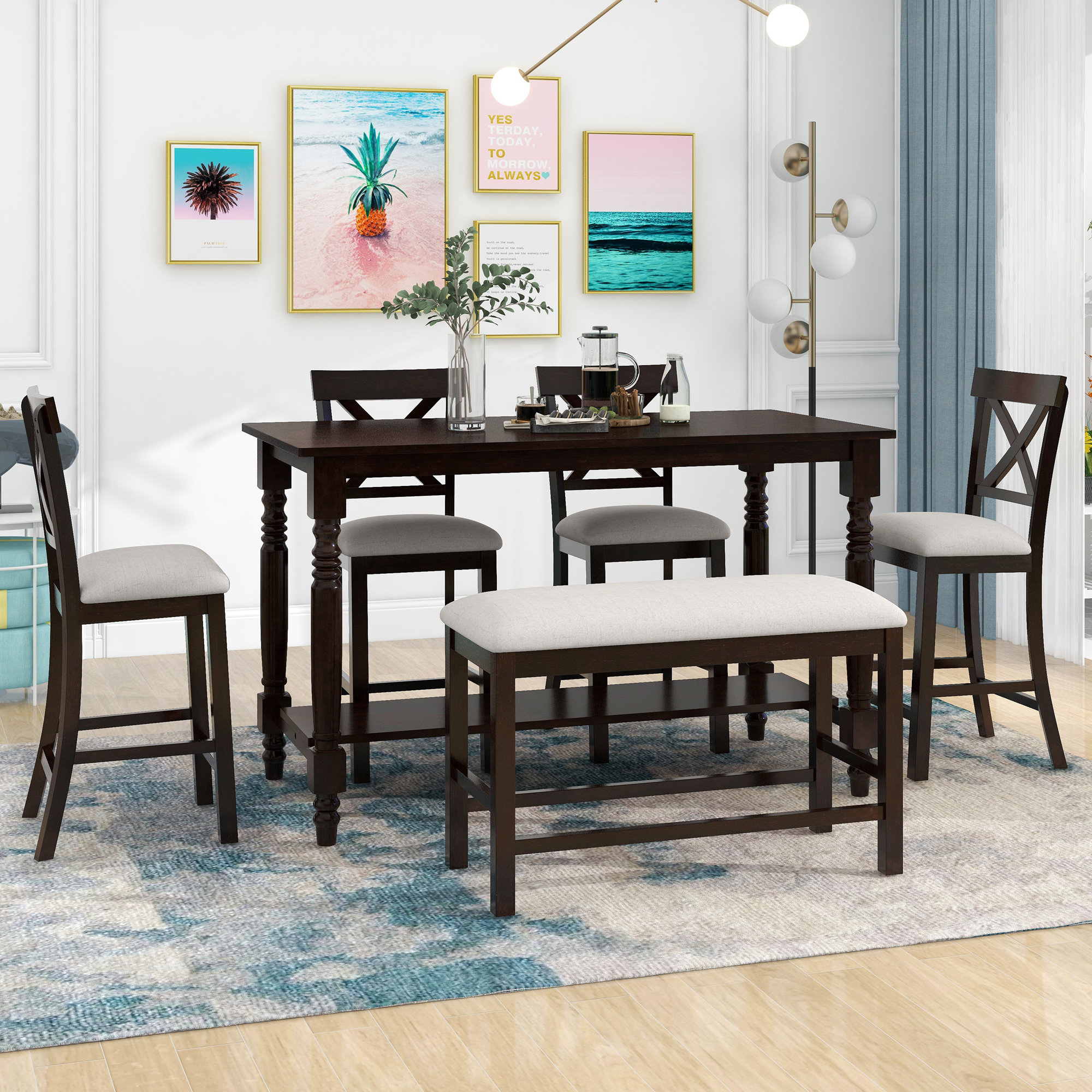 Gracie Oaks Maci-Lea 6 - Person Counter Height Dining Set & Reviews ...