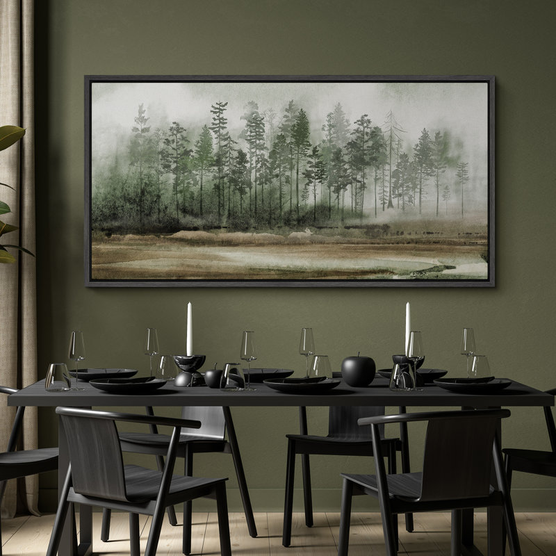 wall26 Green Forest Trees Simple Landscape Extra Large Framed Wall Art ...