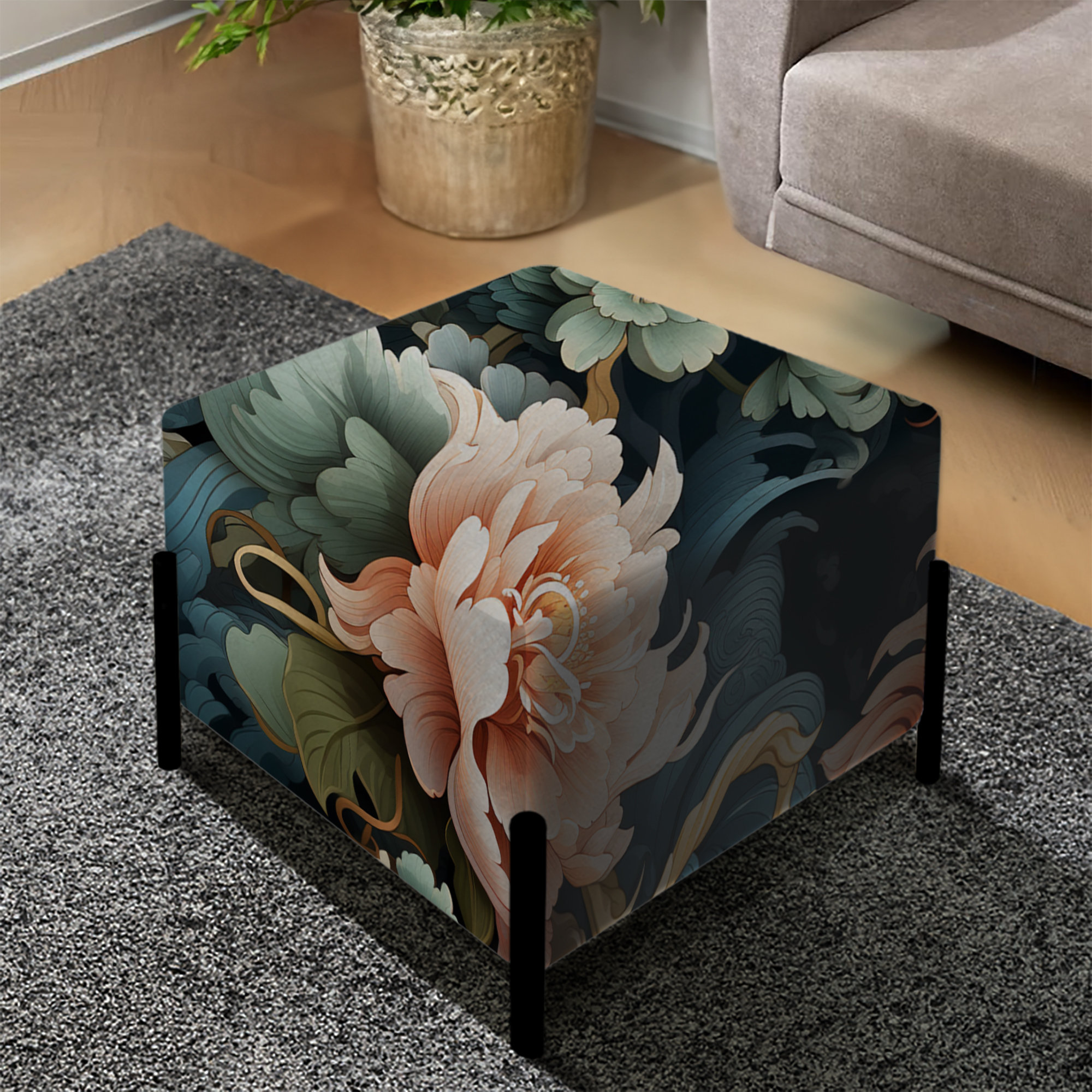 Design Art Dragon Symbolism - Japanese Square Ottoman - Wayfair Canada
