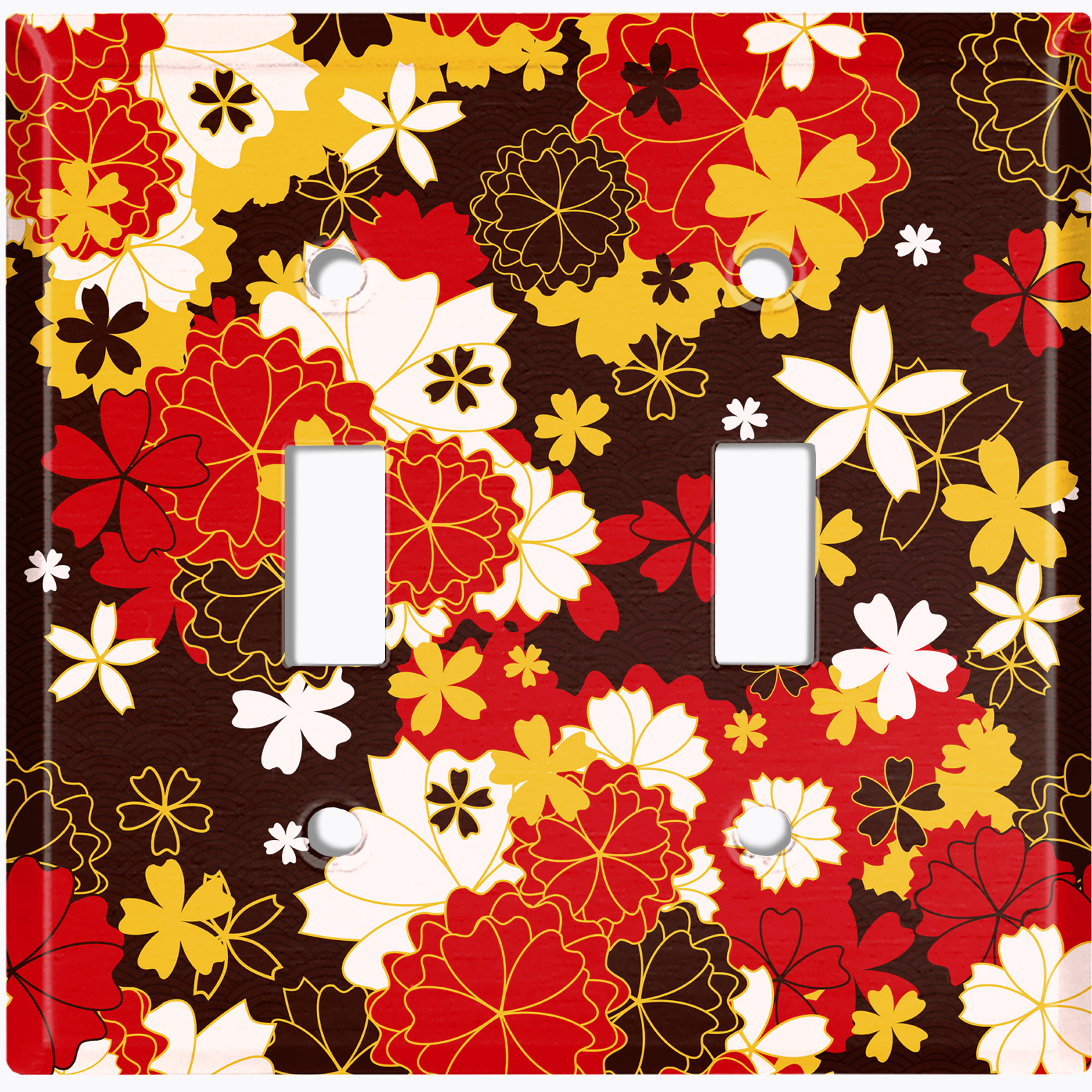 WorldAcc Japanese Flower 2-Gang Toggle Light Switch Wall Plate | Wayfair