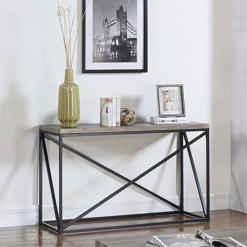 17 Stories Grey And Black Rectangular Sofa Table | Wayfair
