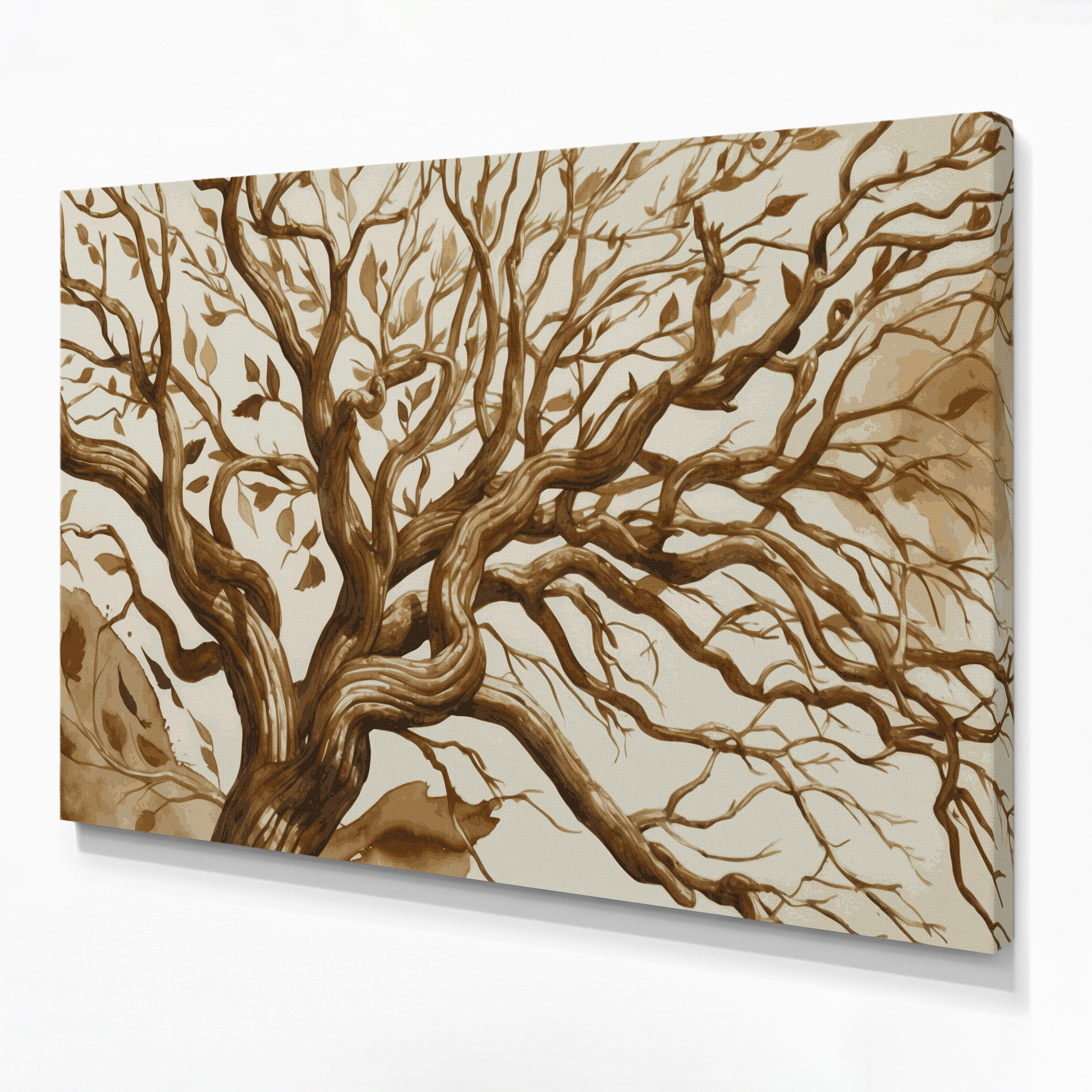 Red Barrel Studio® Botanical Fig Tree Branches Beige Canvas Wall Art ...