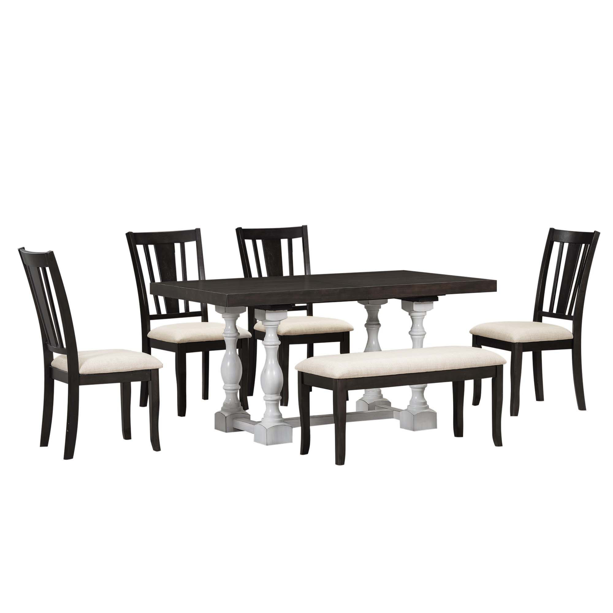 Winston Porter Traditional 6-Piece 78Inch Trestle Extendable Dining ...