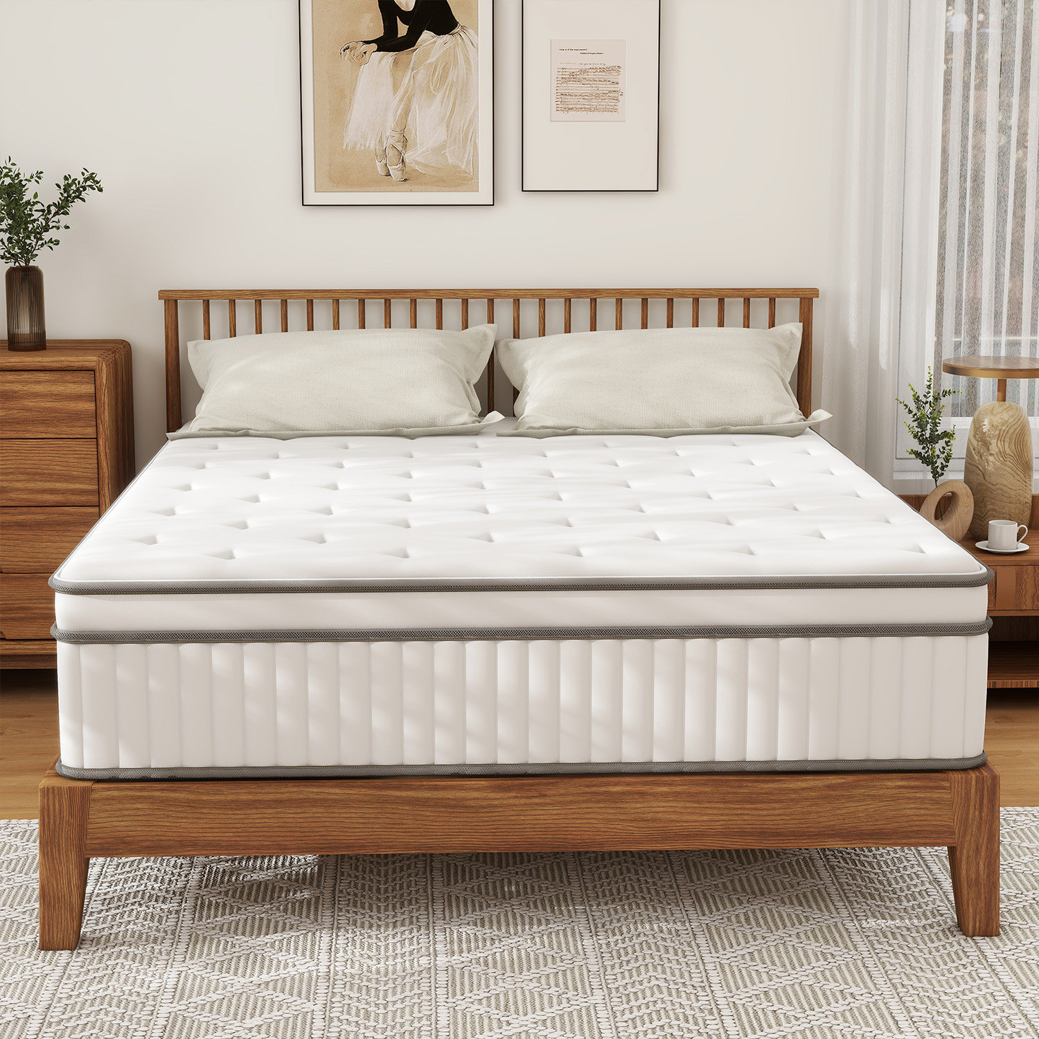 FANGFLOWER Wayfair Sleep 14" Hybrid King Size Mattress in a Box, Memory ...