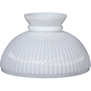 BEAUTY DEPOT Lamp 10" Cased White Glass Ribbed Student Lamp Shade ...