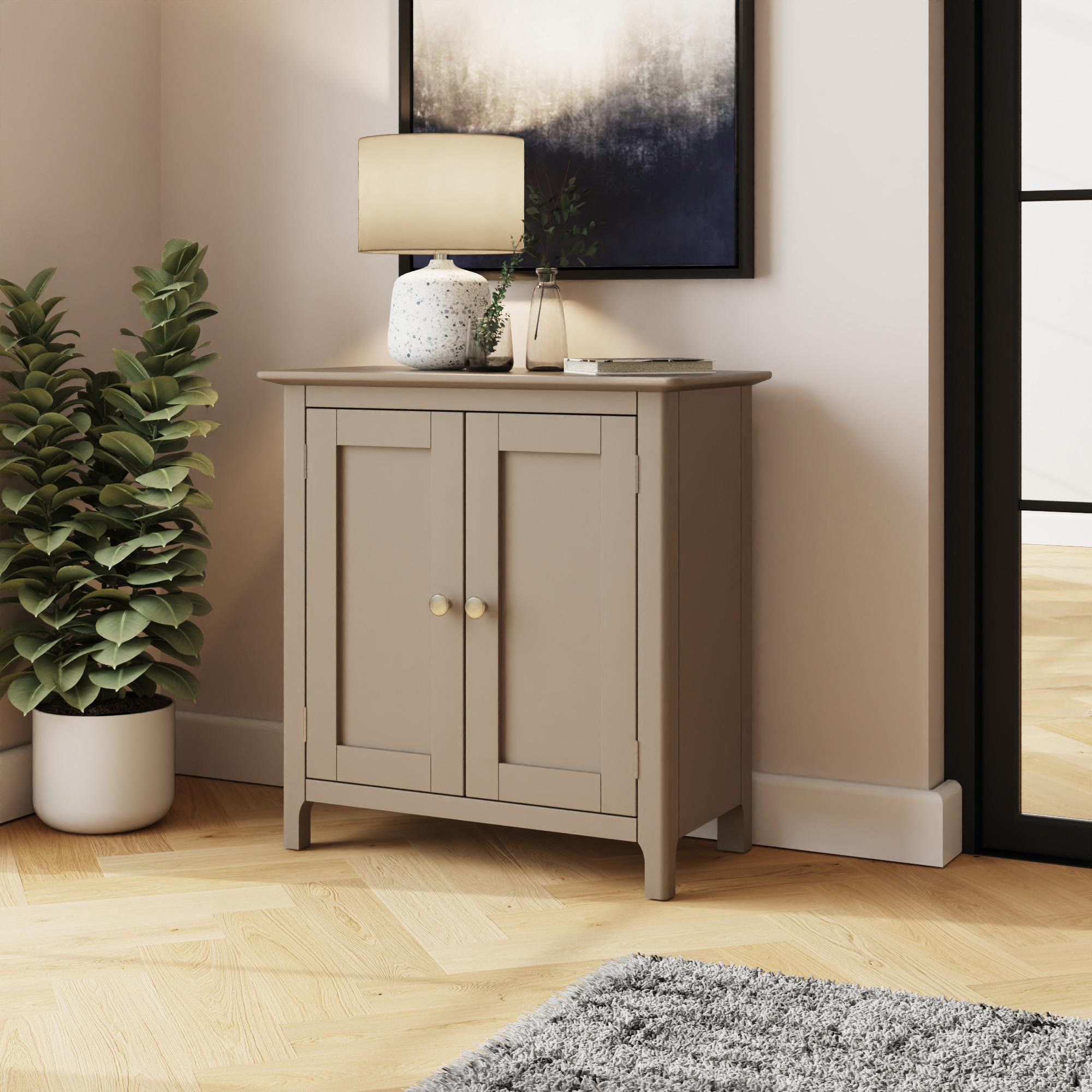 Lark Manor Palma 2 Door Compact Sideboard Buffet in Putty or Ivory White | Wayfair.co.uk