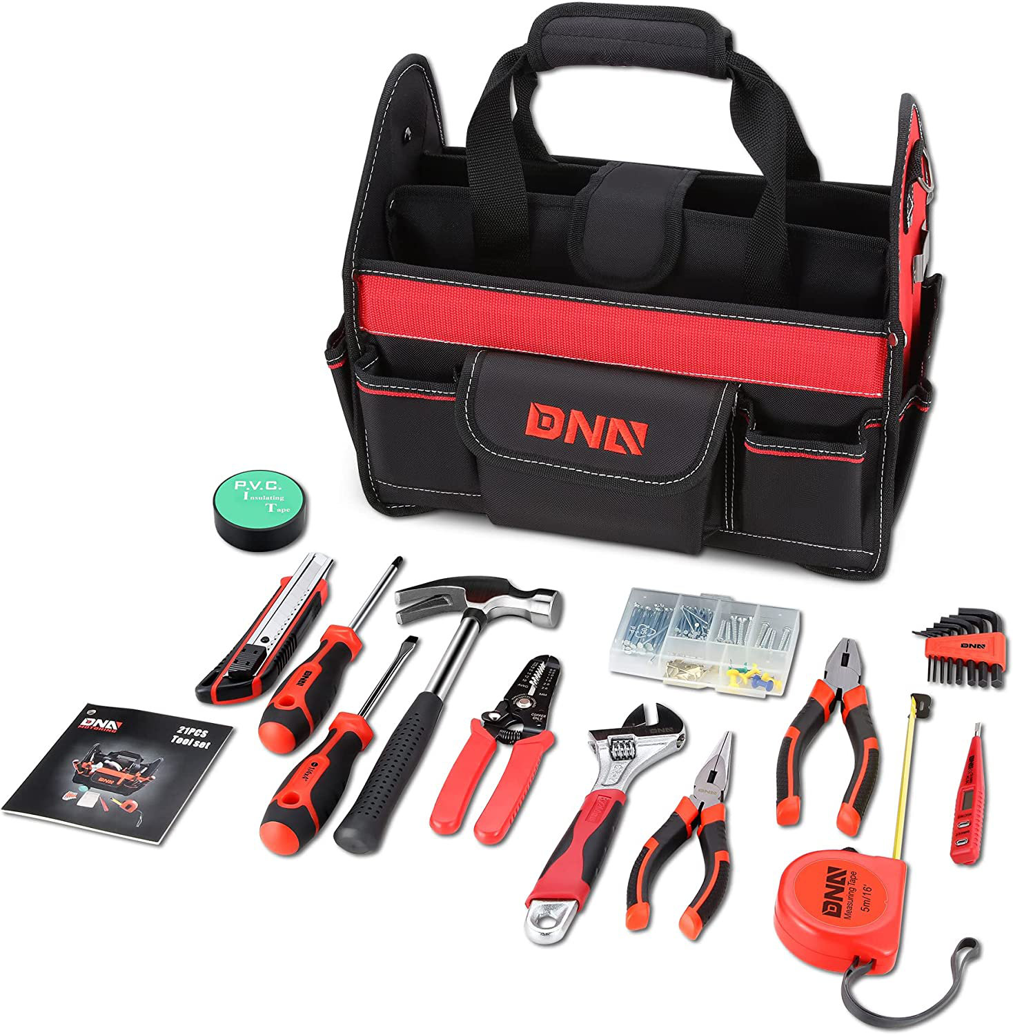 DNA Motoring 21 Piece Household Home Repairing Tool Set And Canvas ...