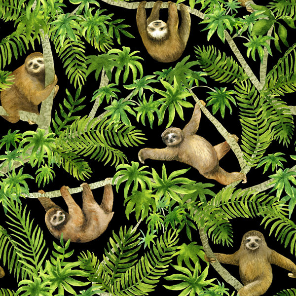 Bungalow Rose Sloth On Palm Tree On Canvas by Sveta_Aho Graphic Art ...