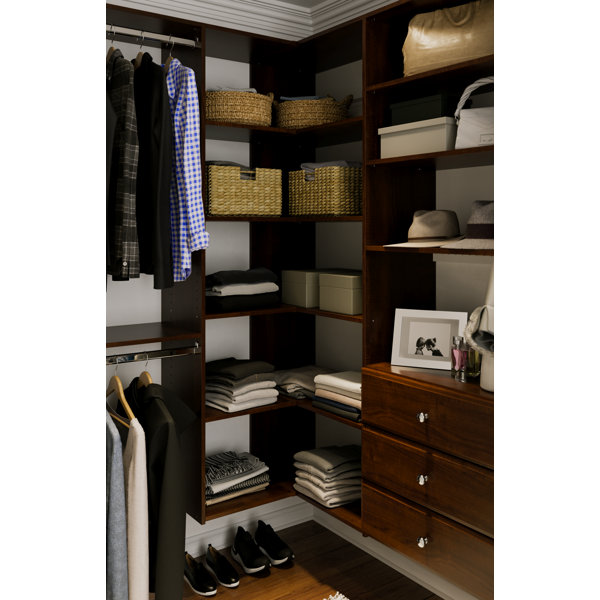 Dotted Line™ Grid 65" W - 113" W Corner Closet System (Can be Cut to ...