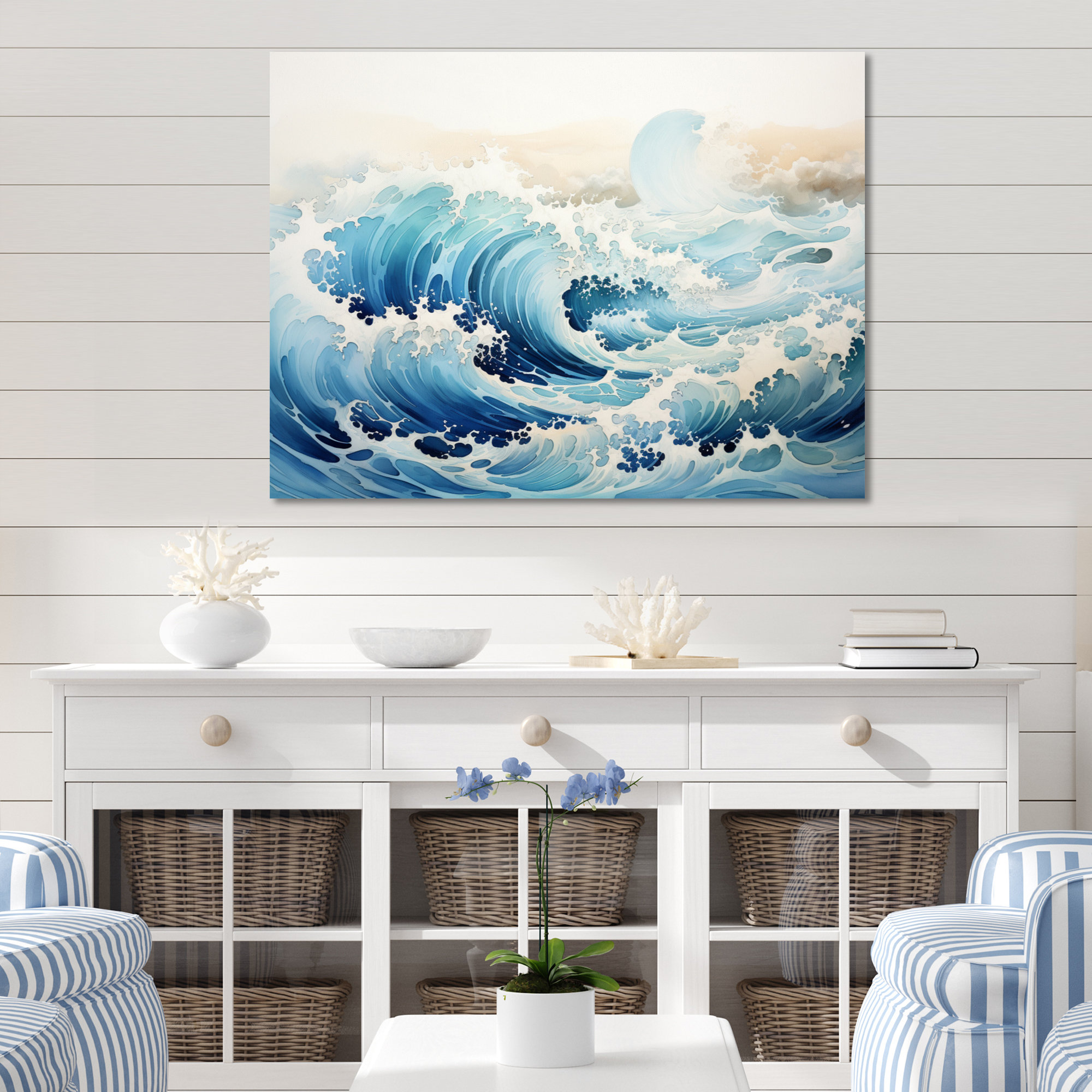 Rosecliff Heights Dramatic Tide I - Coastal Metal Wall Decor | Wayfair
