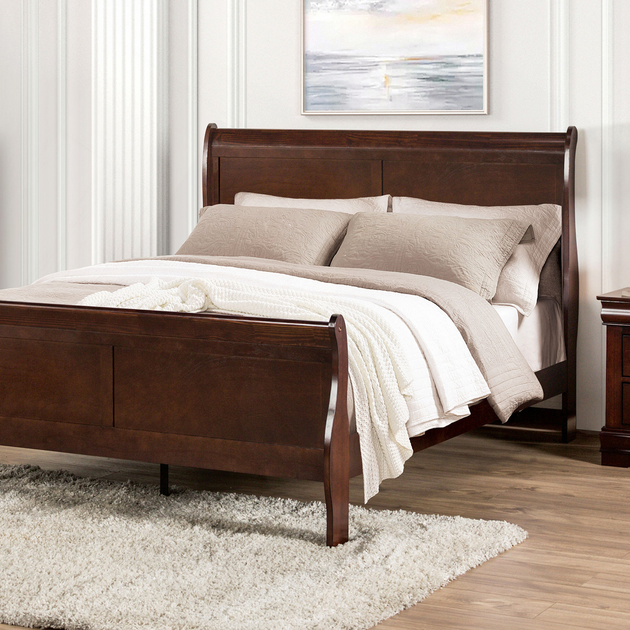 Red Barrel Studio® Sleigh Design Bed Bedroom Furniture 1Pc Louis ...