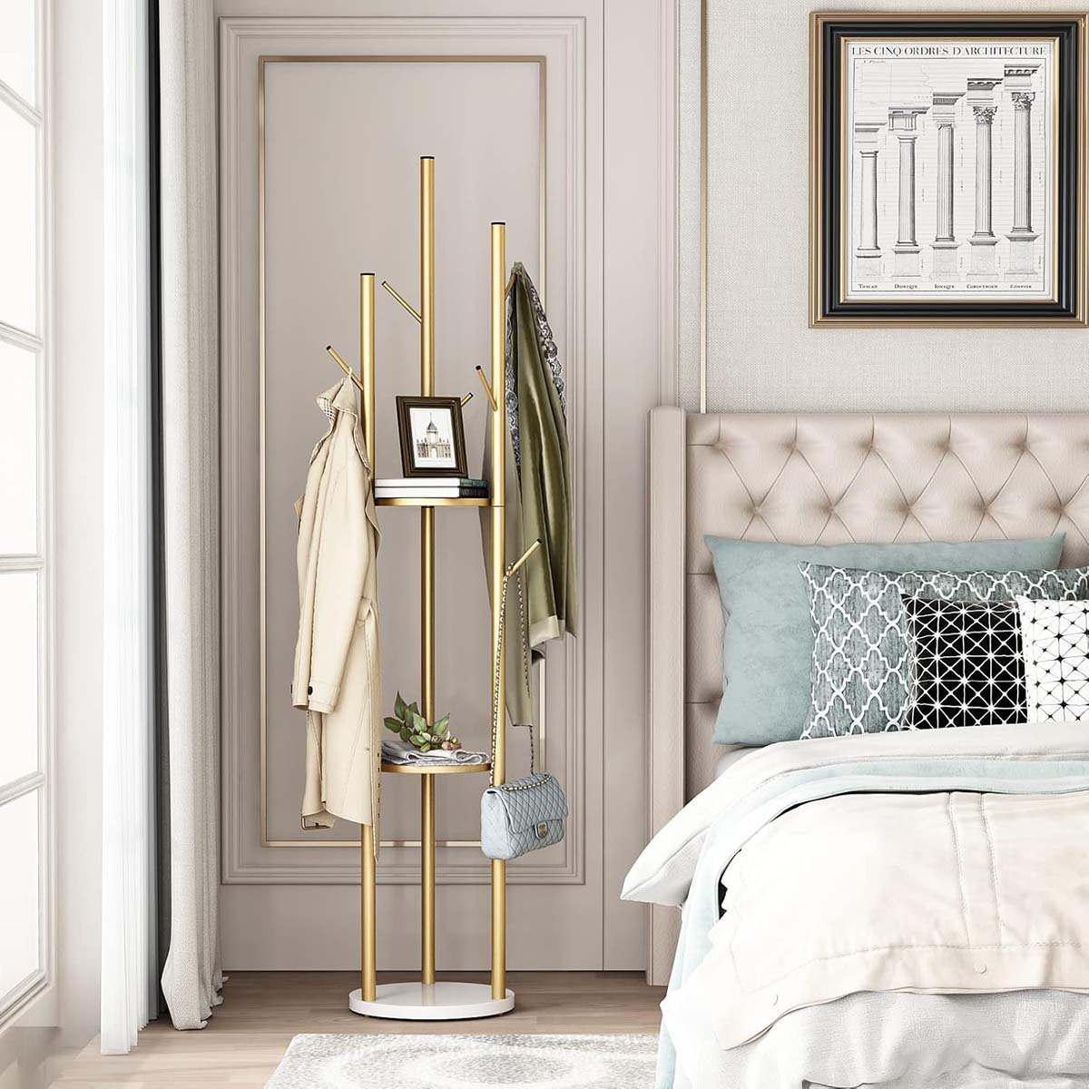 Mercer41 Metal Gold Coat Racks Freestanding, Coat Hanger Stand, Hall ...