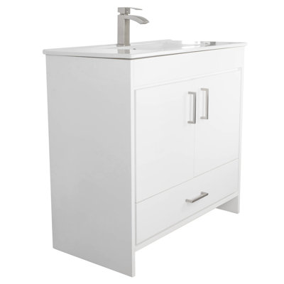 Latitude Run® Skylar 35.25'' Single Bathroom Vanity with Ceramic Top ...